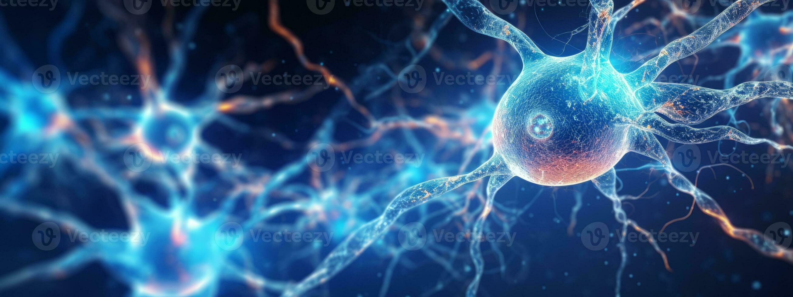 Glowing Brain Nerve Cell Specialized Cell Transmitting Nerve Impulses System Neuron Of Brain
