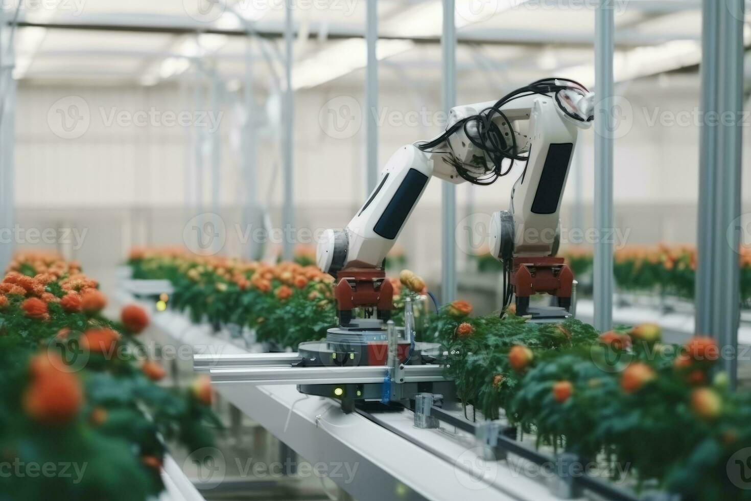 Technology automation of agriculture. System control robot during ...