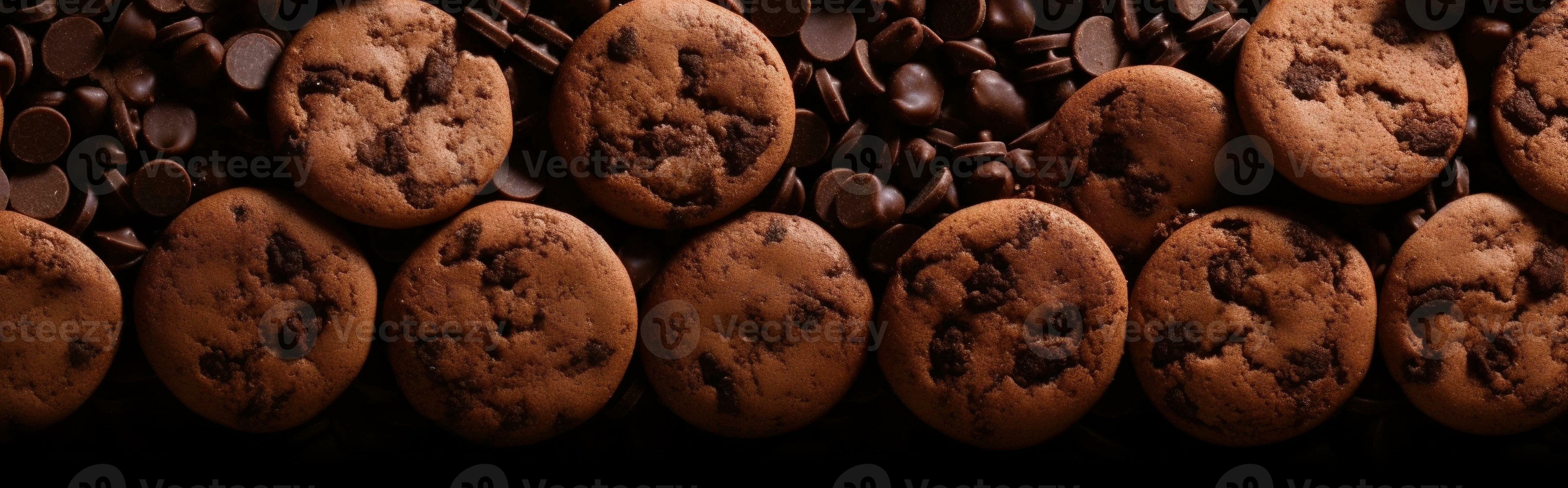 Chocolate Cookie Background Banner With Copy Space Generative Ai