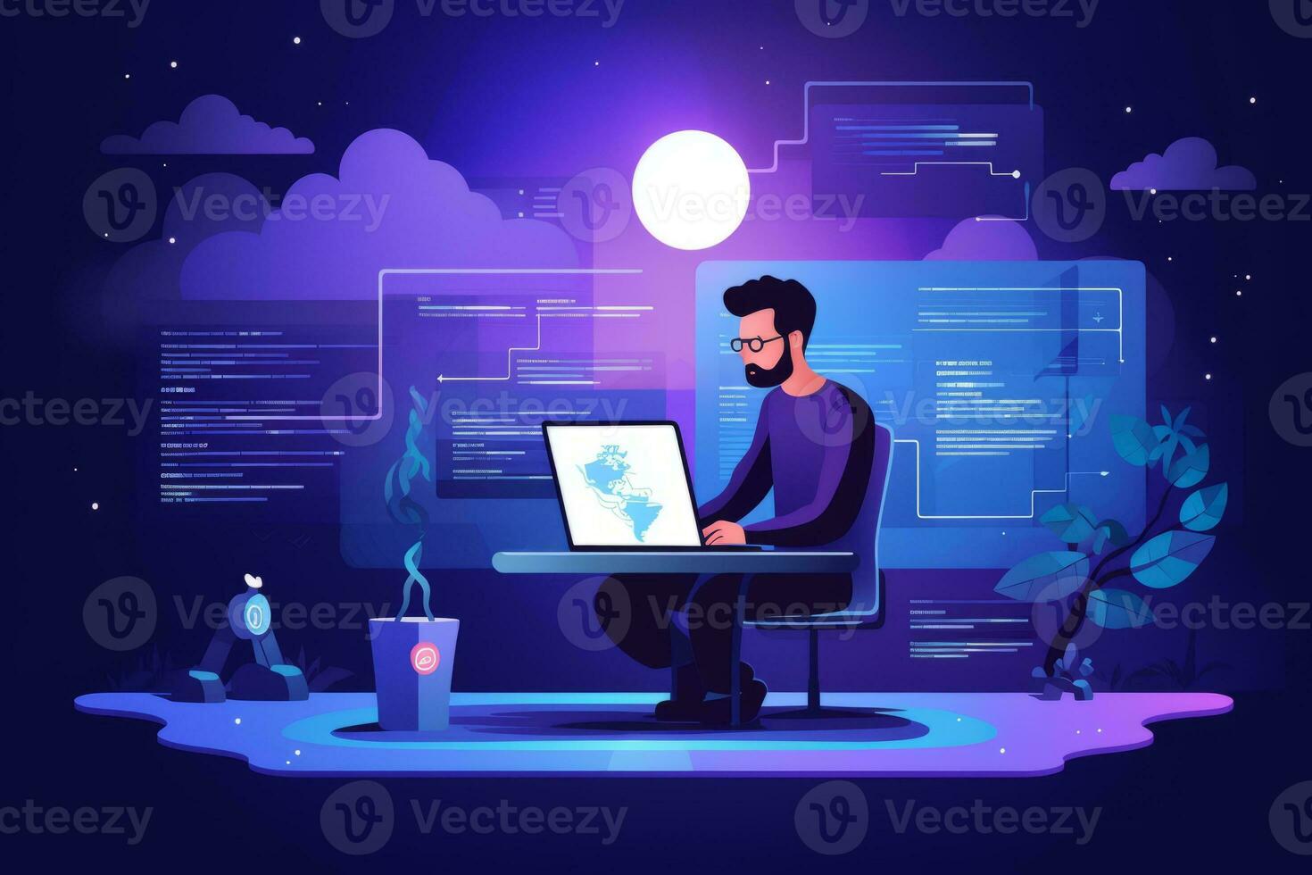 Developer Creating Responsive Web Design. Generative AI 31579390 Stock ...