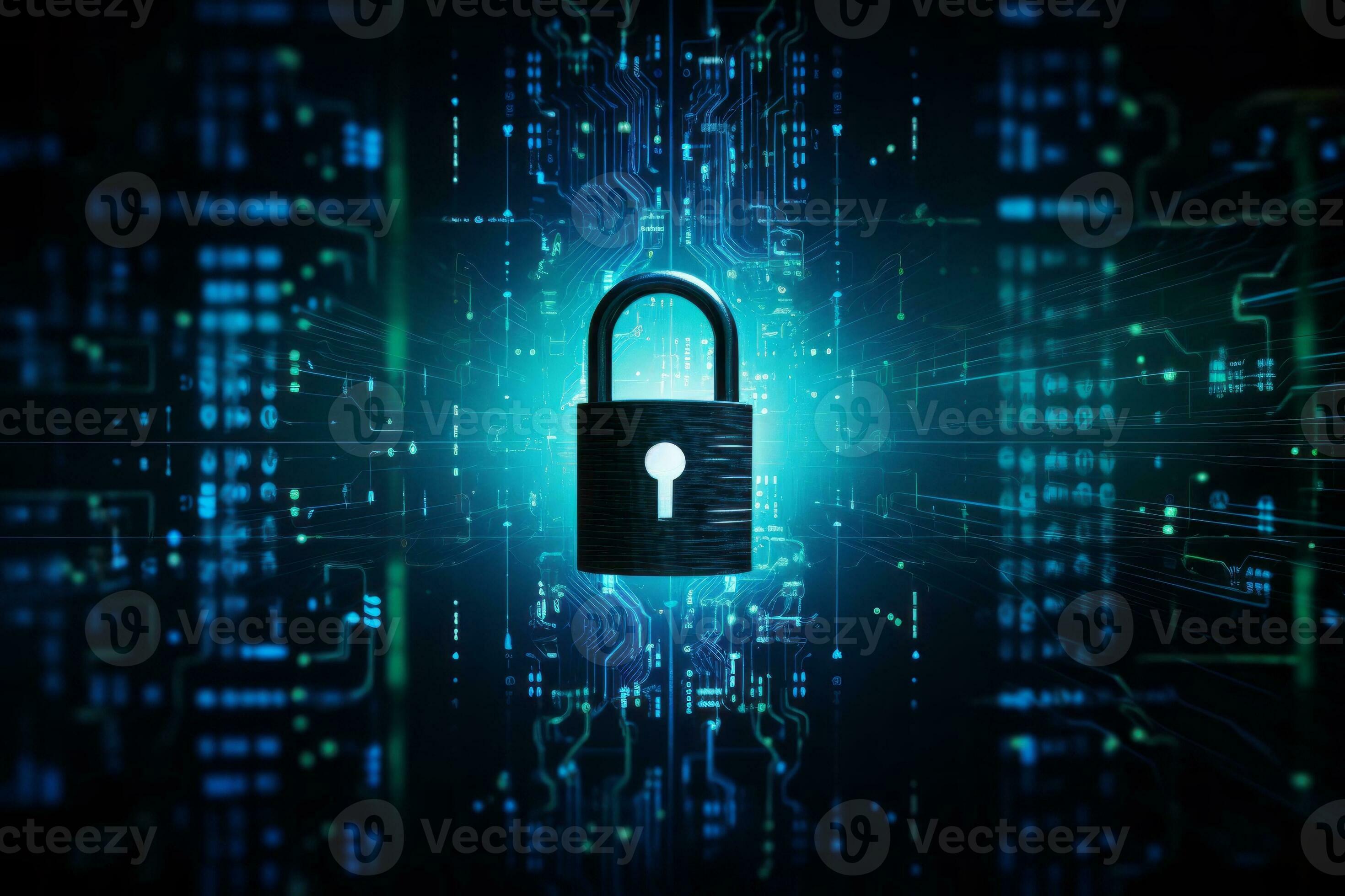 Binary Code Padlock Encryption. Generative AI 31580086 Stock Photo at ...