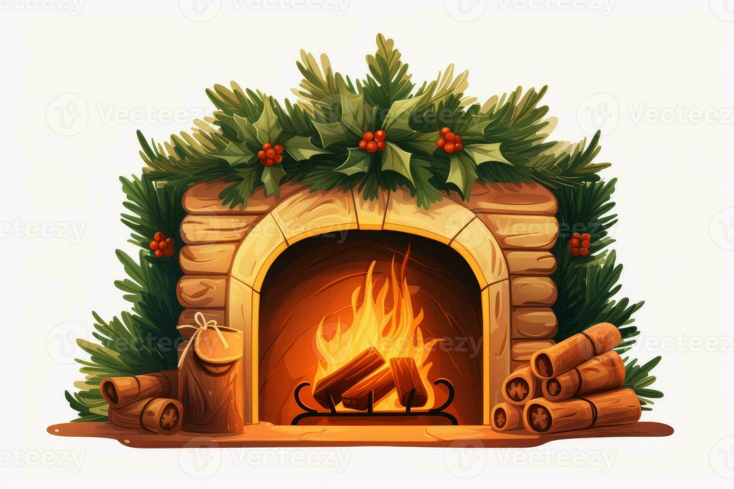 Cozy Fireplace Clip Art. Generative AI 31580399 Stock Photo at Vecteezy