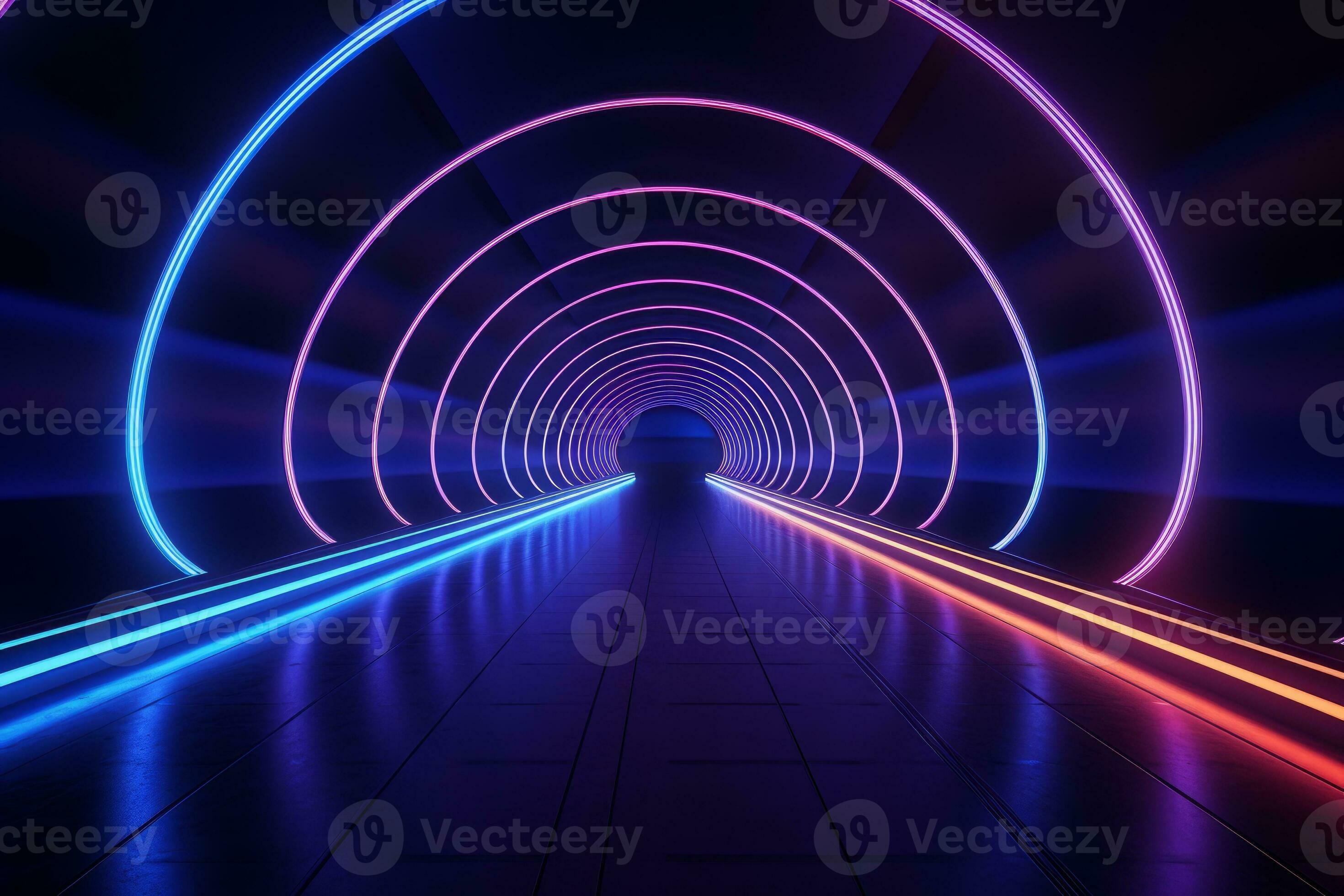 Neon Tunnel to Unknown Destination. Generative AI 31580483 Stock Photo ...