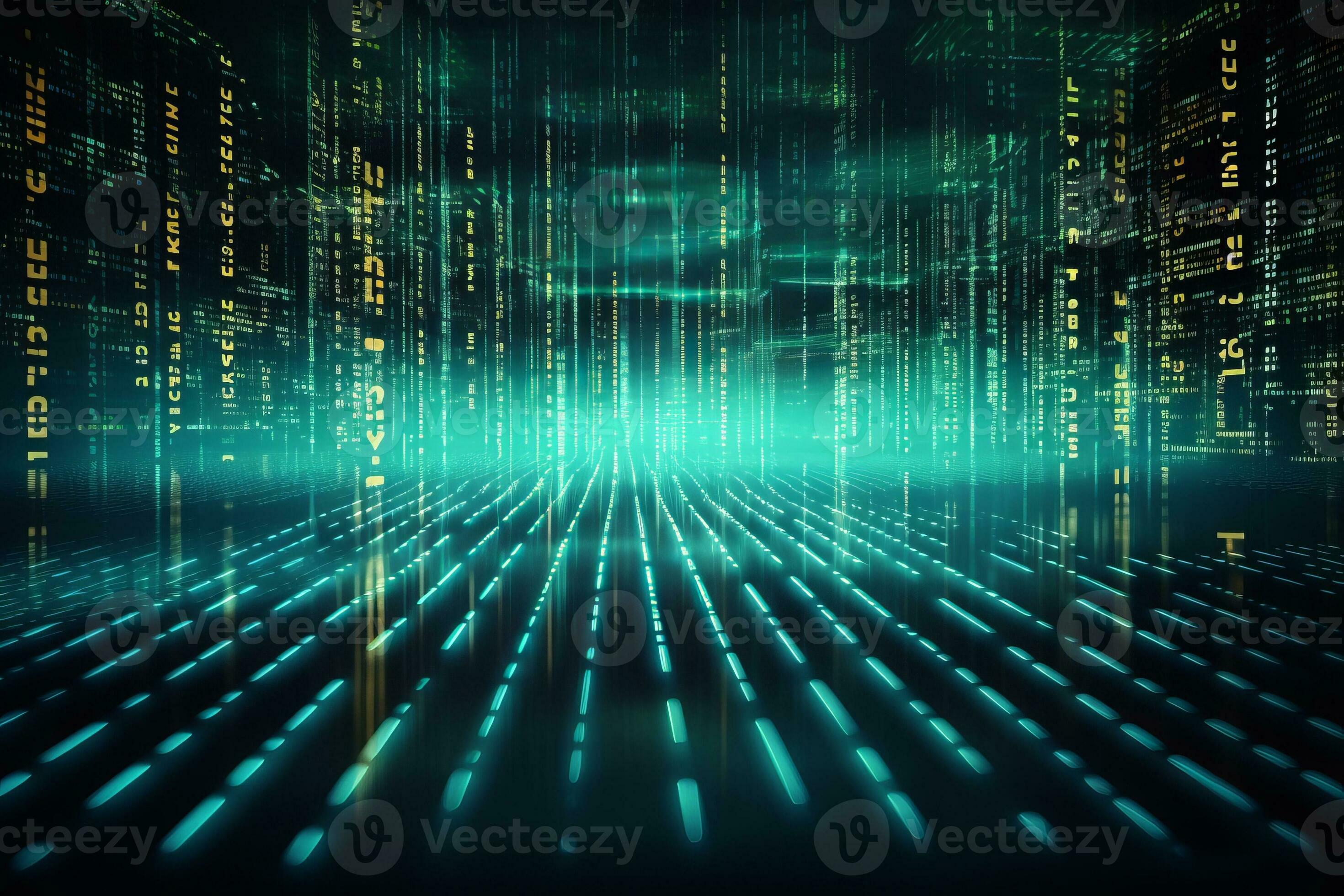 Technological 3D Binary Matrix. Generative AI 31580651 Stock Photo at ...