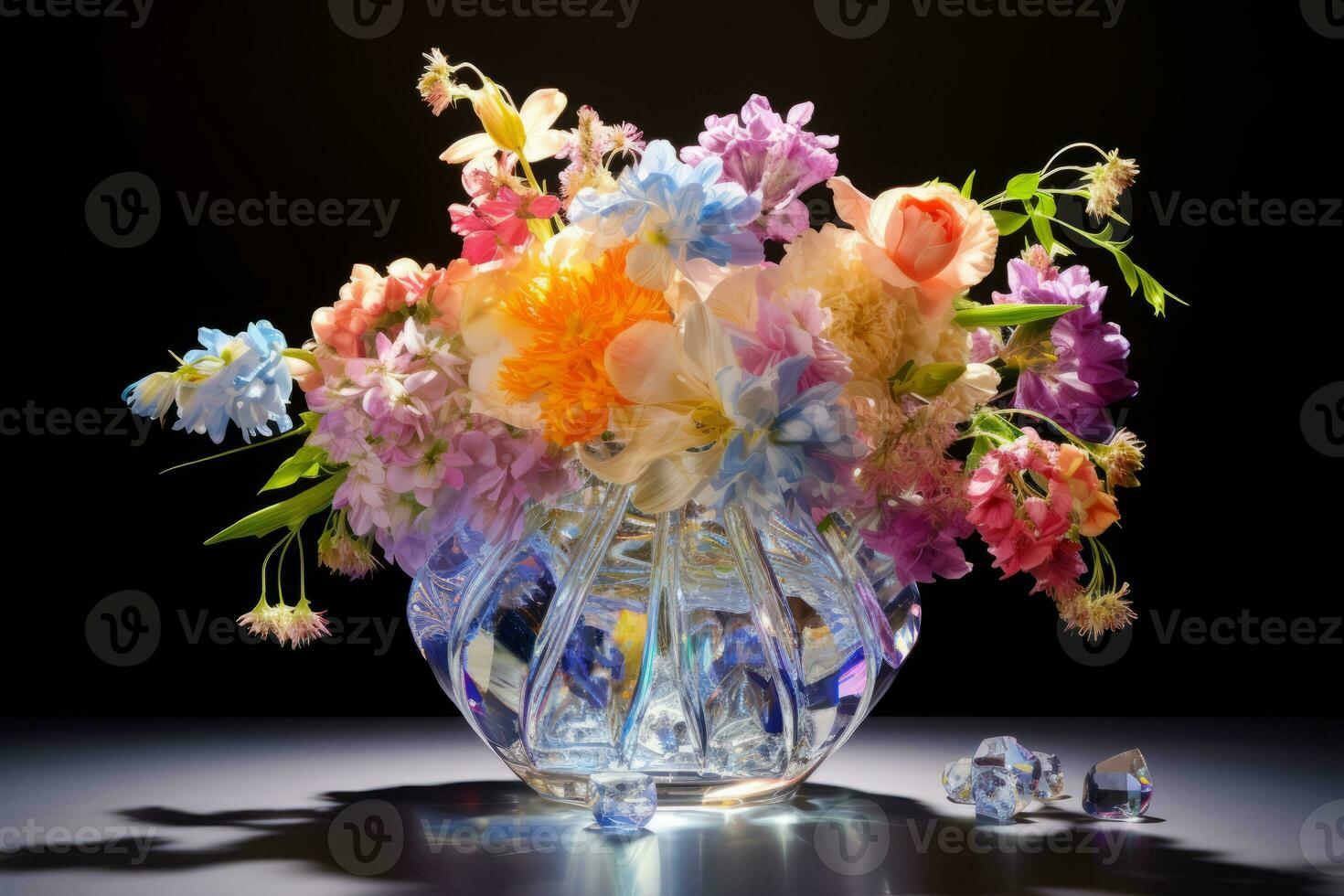 Vase filled with lots of colorful flowers. Generative AI 31581438 Stock ...