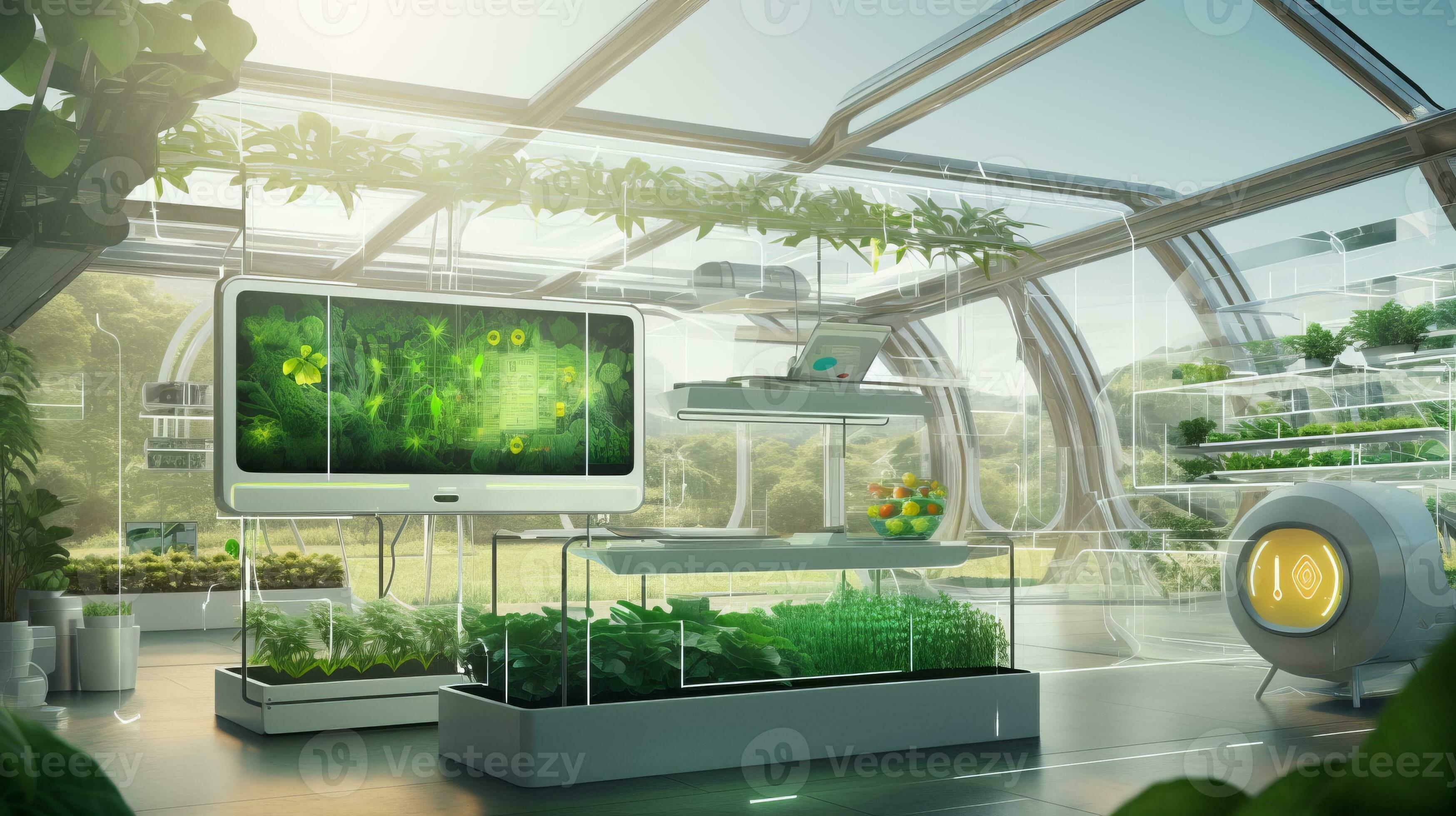 Conceptual image of a smart greenhouse. Generative AI 31581666 Stock Photo at Vecteezy
