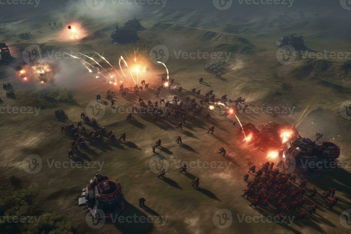 Dynamic shot of a virtual warrior leading an army into battle ... Dynamic shot of a virtual warrior leading an army into battle ...