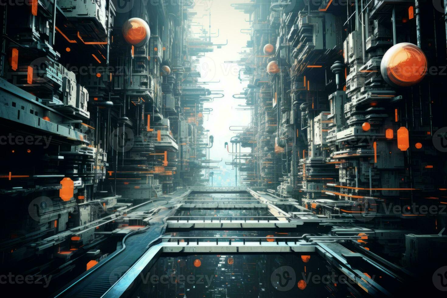 Energetic abstract cyberpunk design with intricate futuristic detailing ...