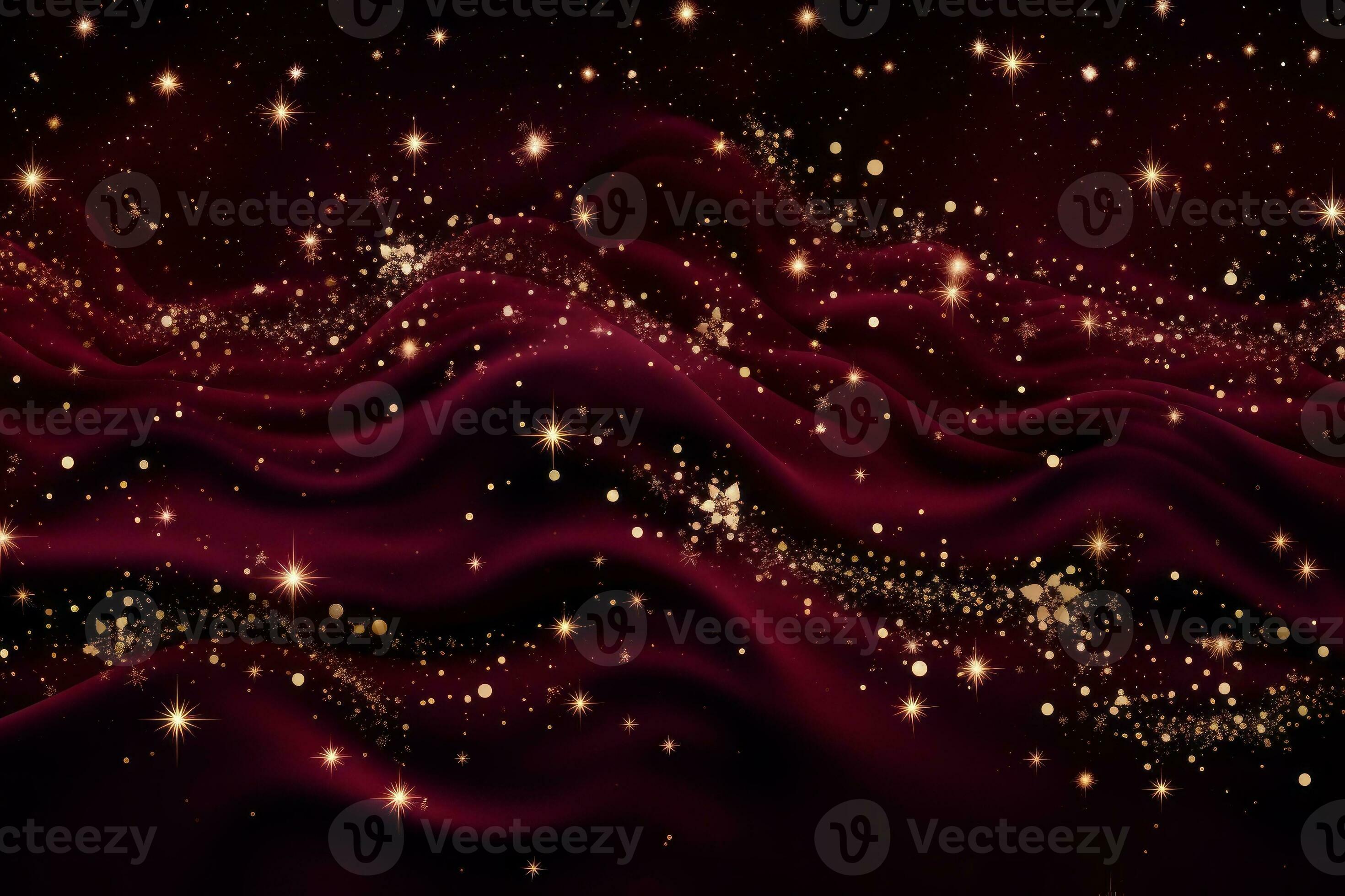 Glittering golden stars and swirls against a rich burgundy background. Generative AI 31582208 ...