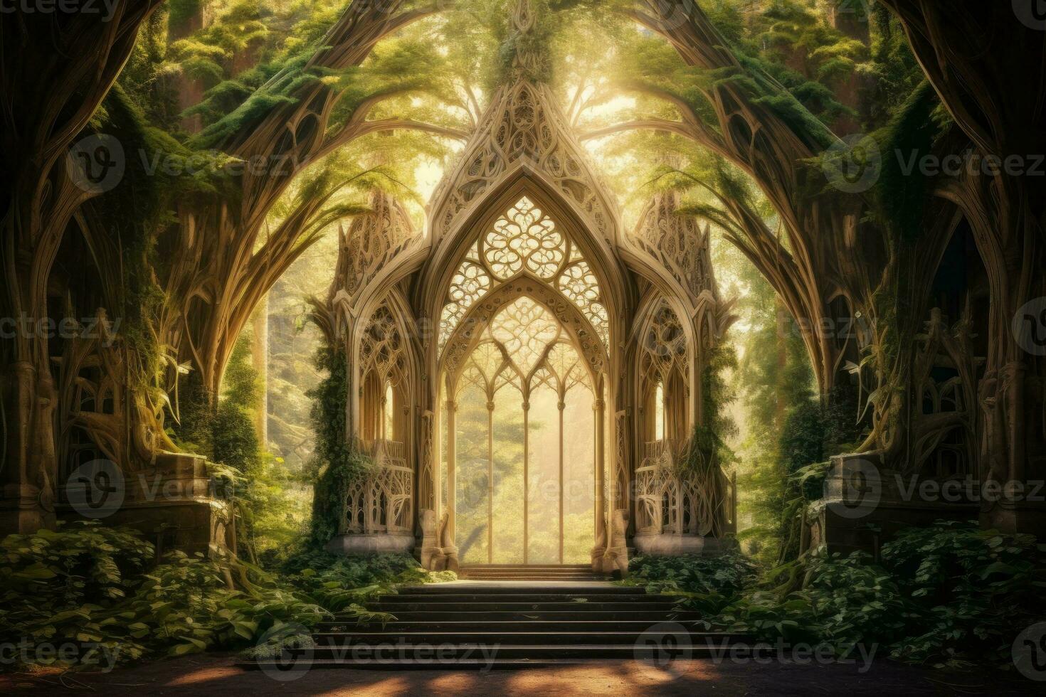 Majestic forest cathedral with towering trees. Generative AI 31582434 Stock Photo at Vecteezy