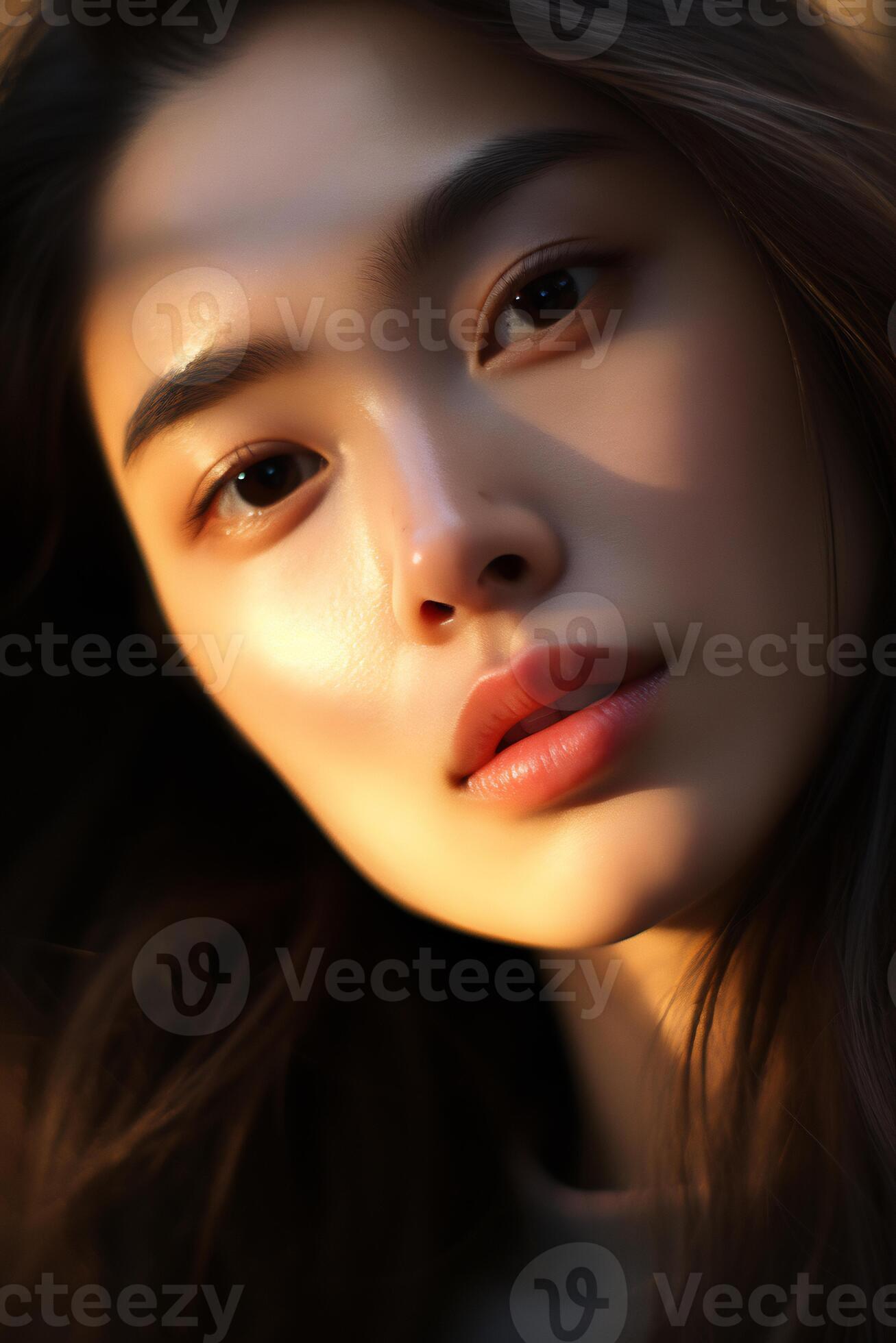 AI Generative close up shot of beauty asian face with good aesthetic morning light 31584389 ...