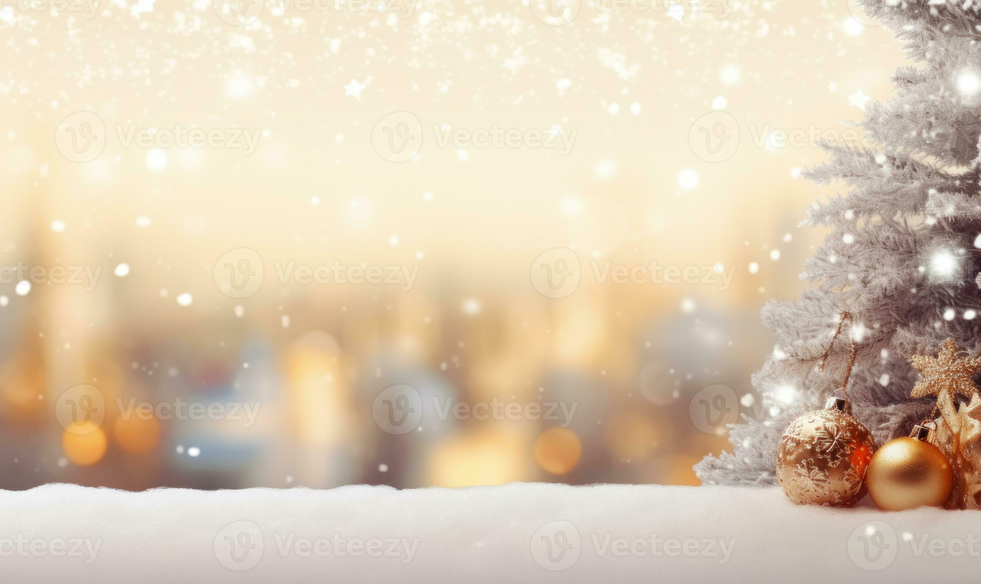 snow on in snow light and Christmas tree leaf background AI Generated ...