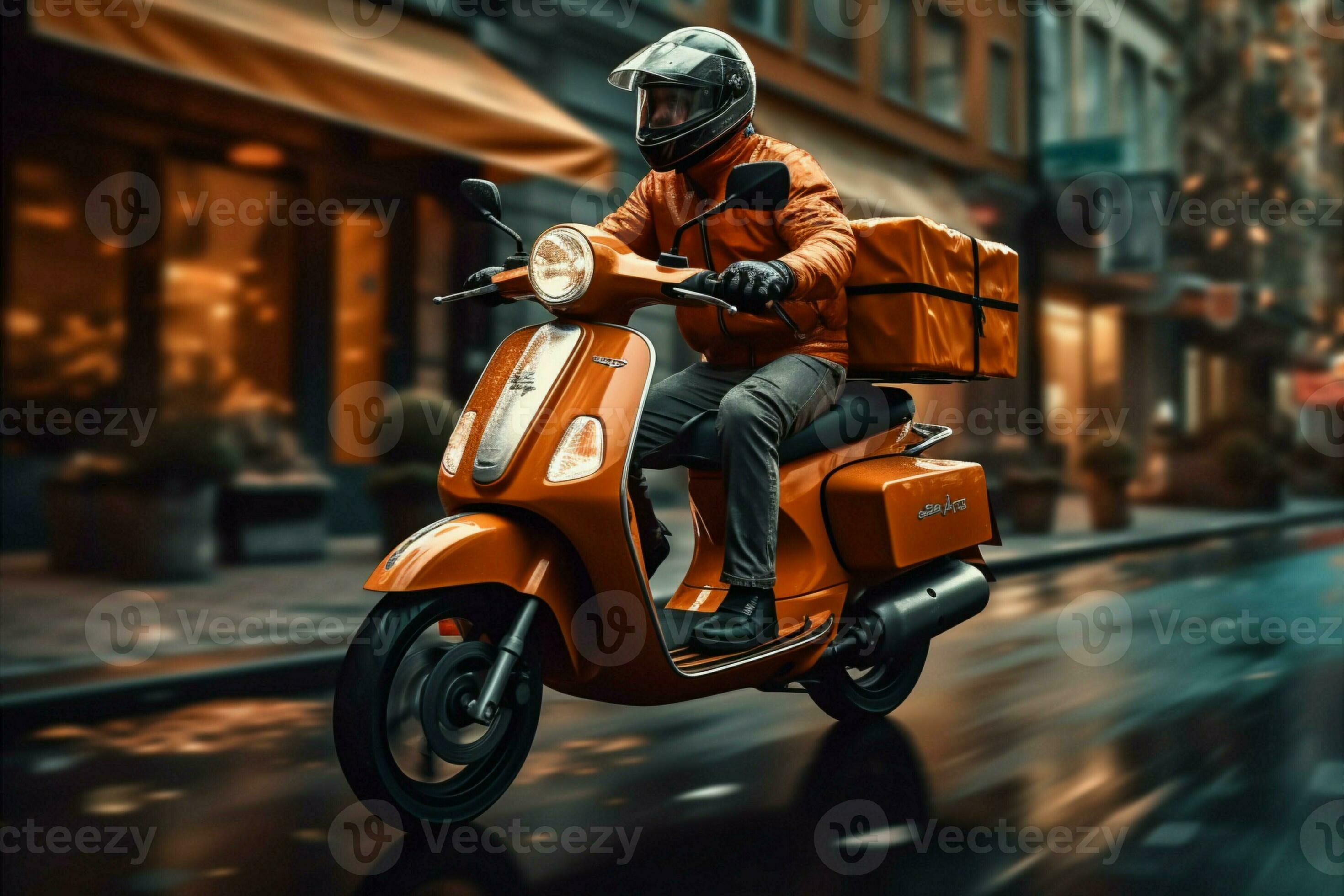 Bike riding express delivery boy ensuring swift and efficient service AI Generated 31586863 Stock Photo at Vecteezy
