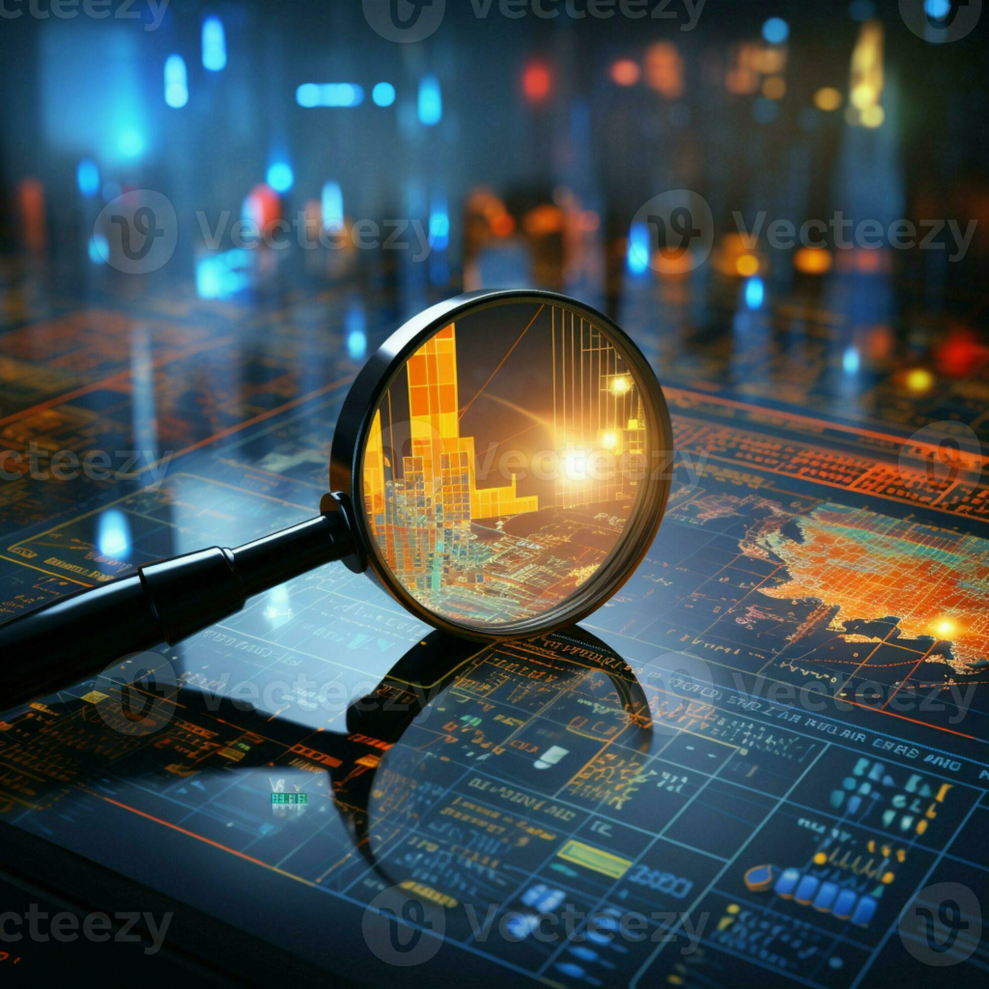 Analyzing global stock data under a digital magnifying glass, market insights AI Generated ...