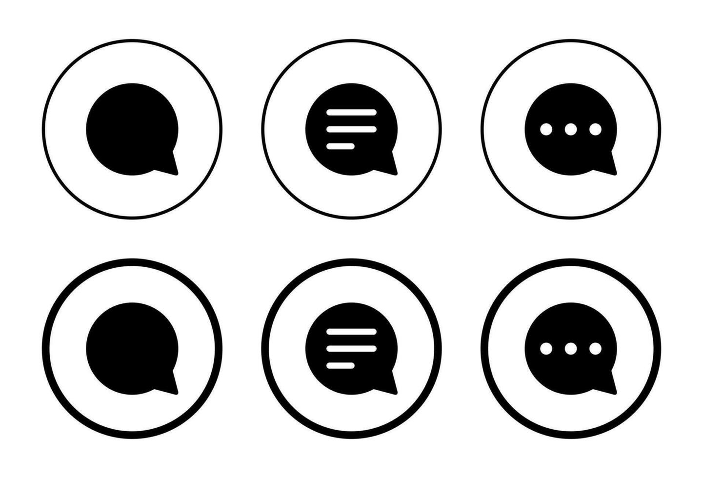 Speech Bubble Message Icon Vector In Circle Line Social Media Communication Sign Symbol