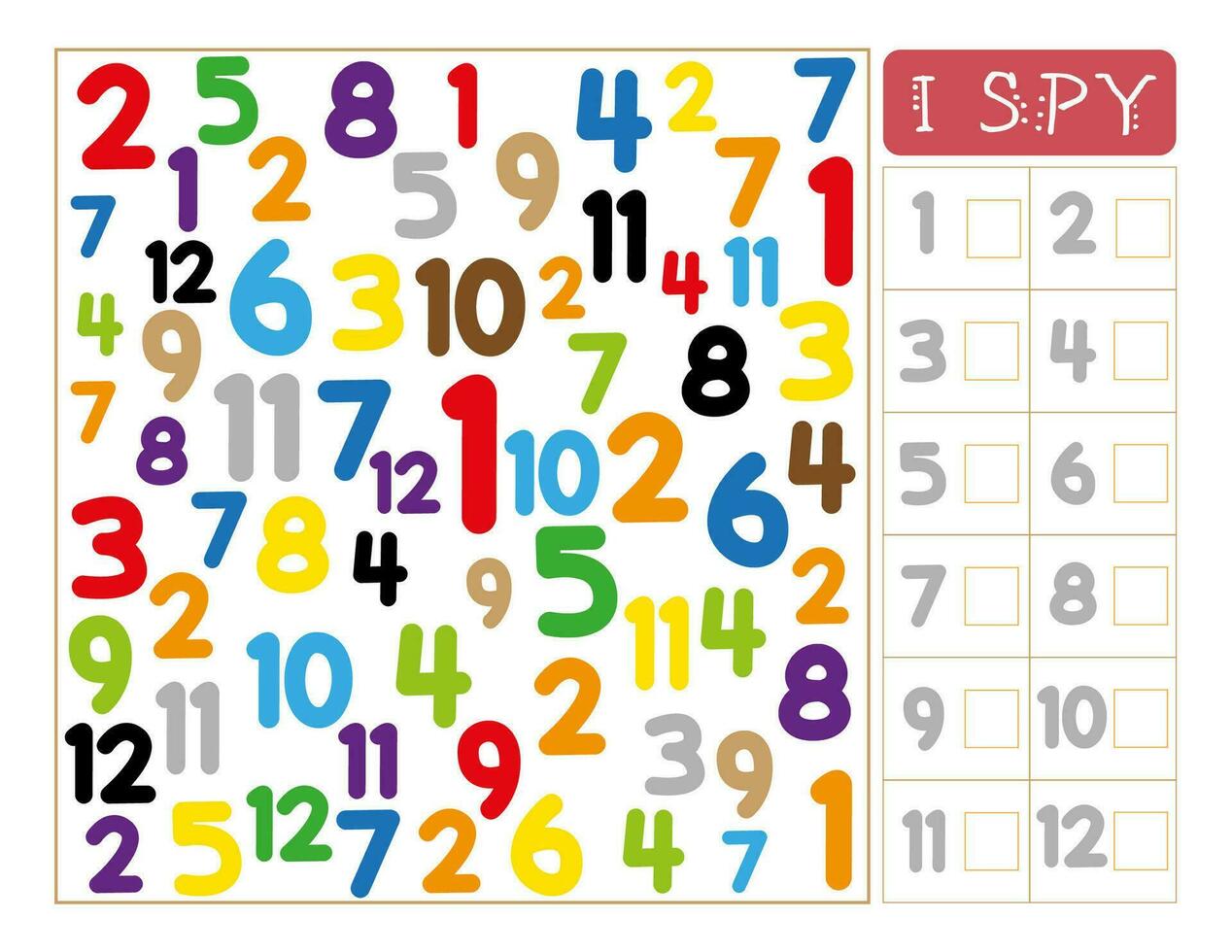 I spy numbers game. Counting practice activity for preschool and ...