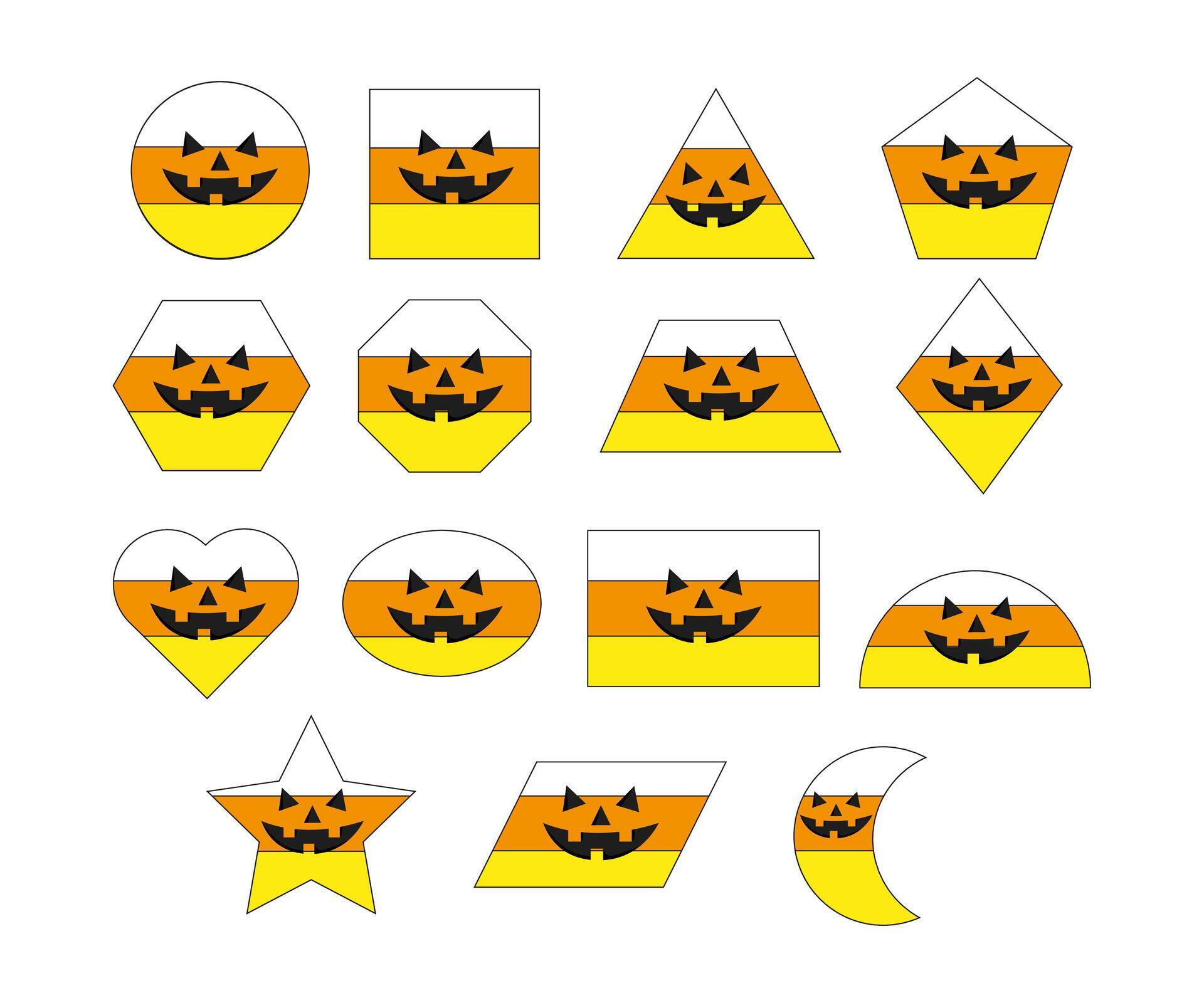 Candy corn Jack-o'-lantern shapes for kids. Cute candy corn shapes ...