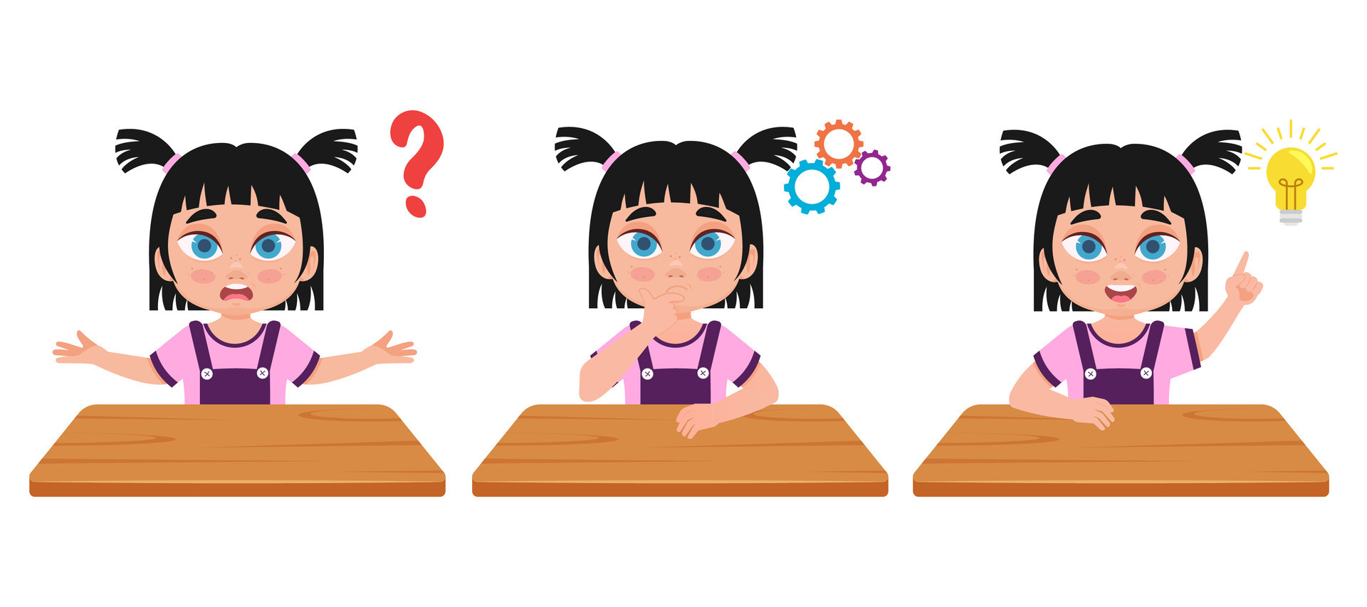 Set Of Illustrations Of A Curious Girl 31614561 Vector Art At Vecteezy
