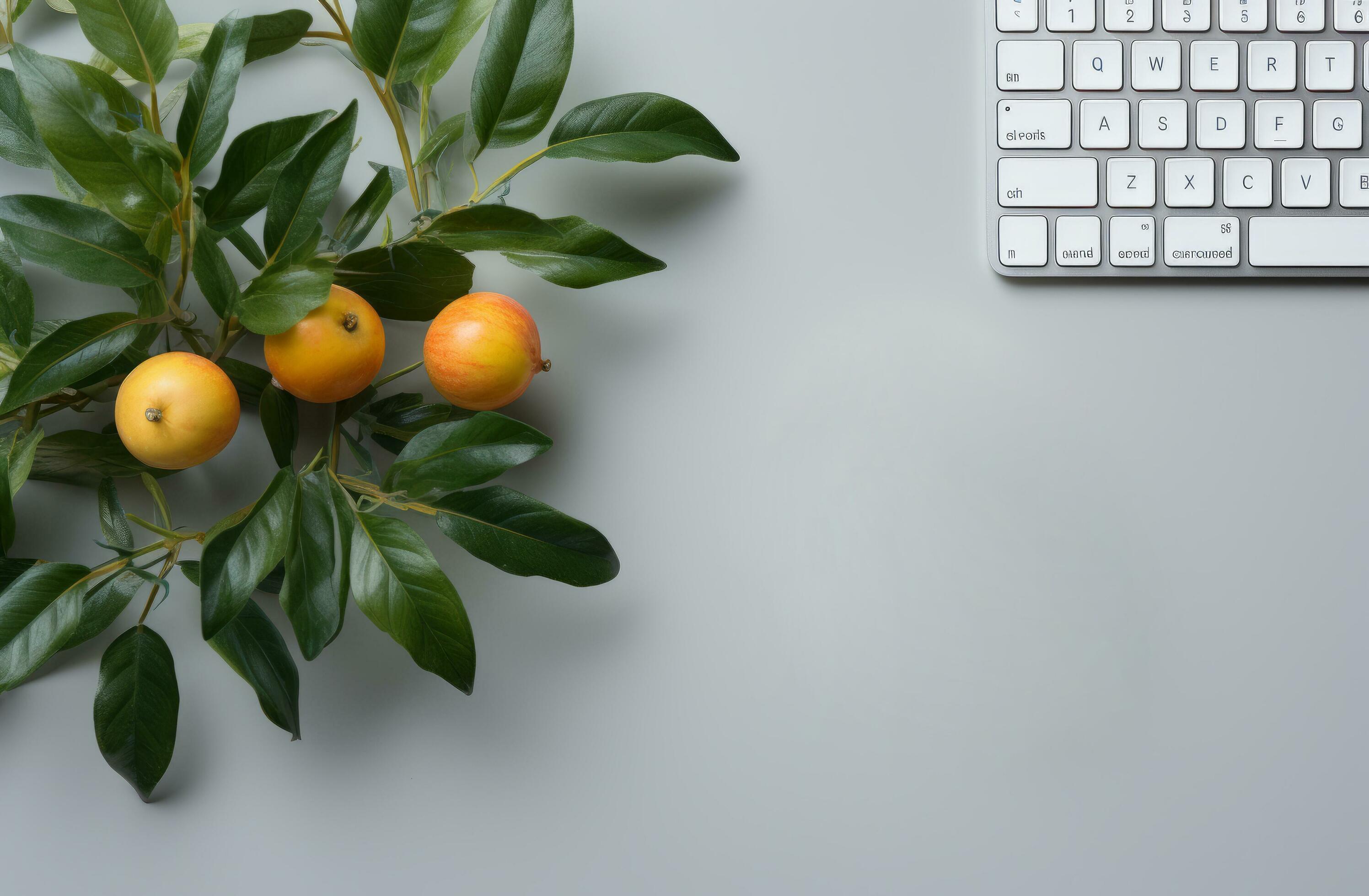 Top view office table desk with computer keyboard Generative AI ...