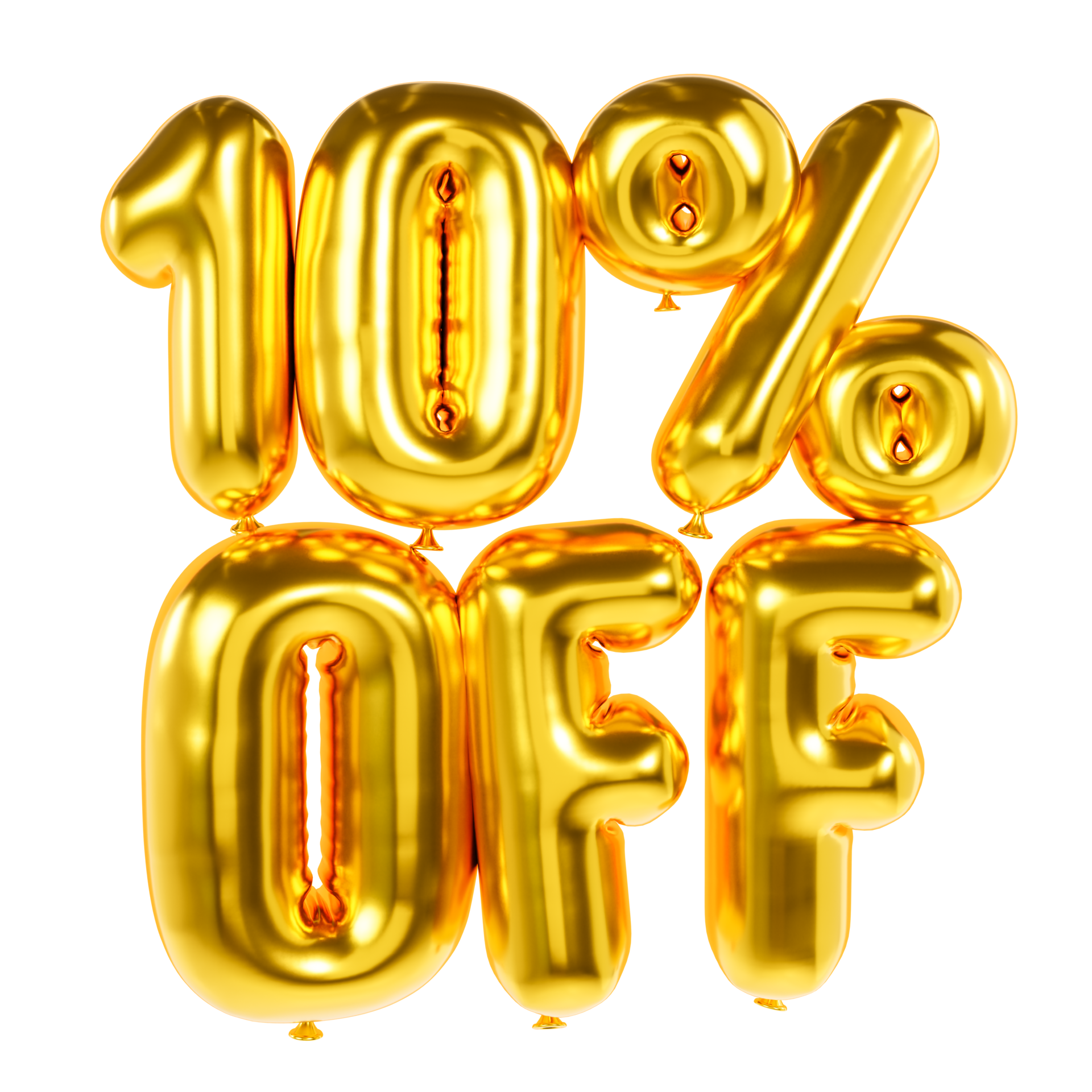 Sale Tag 10 Percent Off Gold Letters In Balloon Style 3D Letters