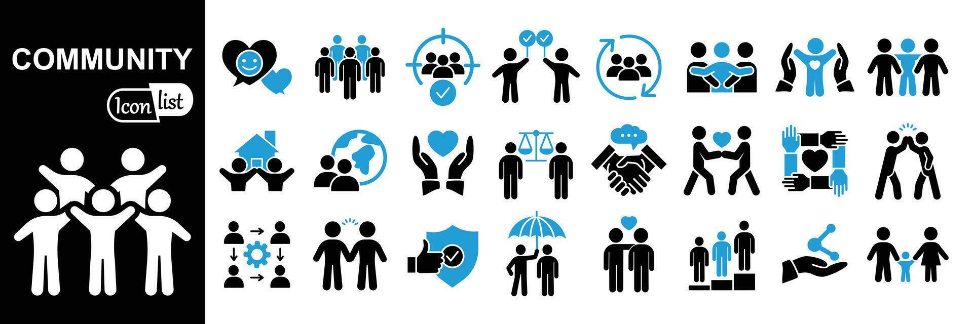 Community icon set. Containing people, friendship, social, diversity ...