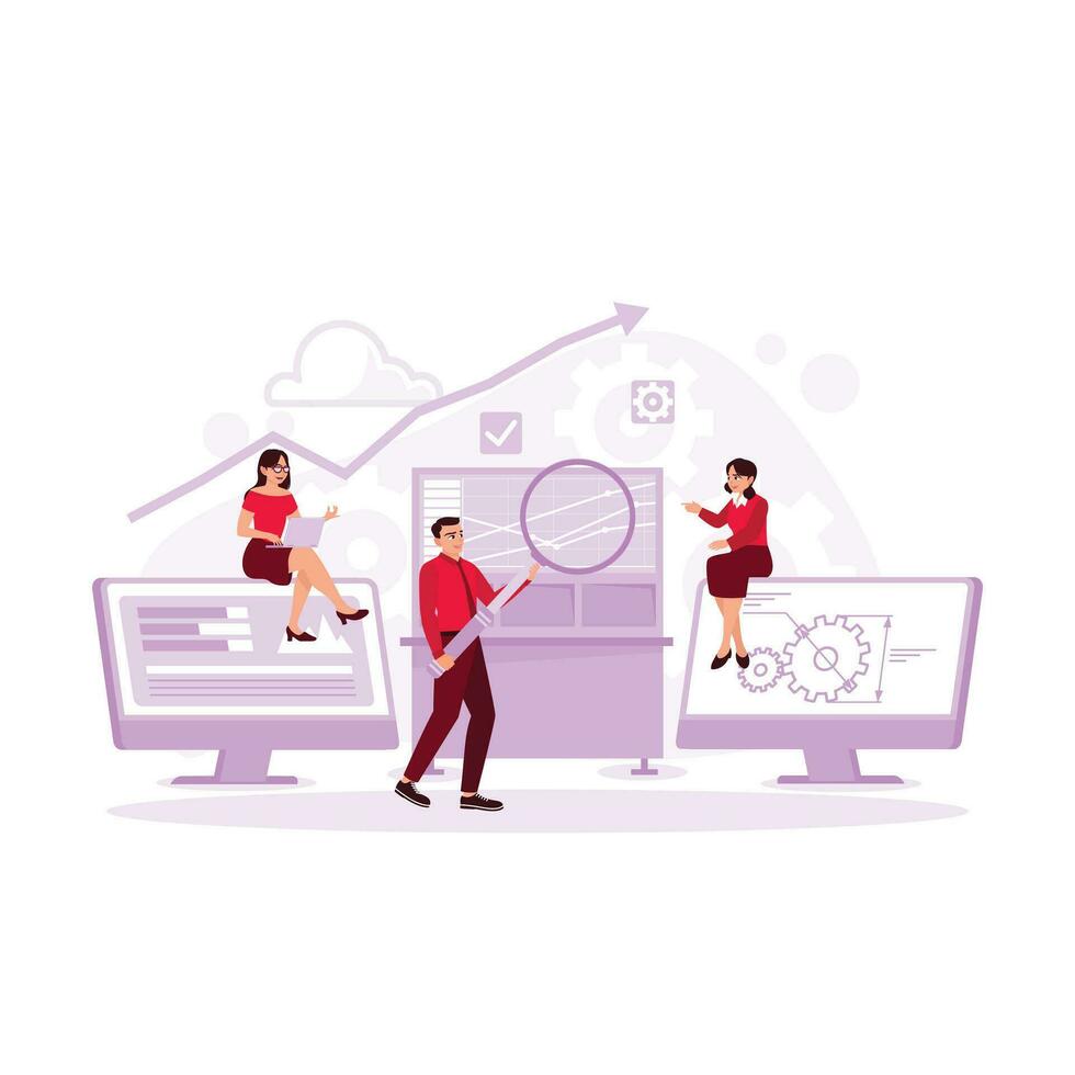 Professional IT experts and software programmers work in the server ...