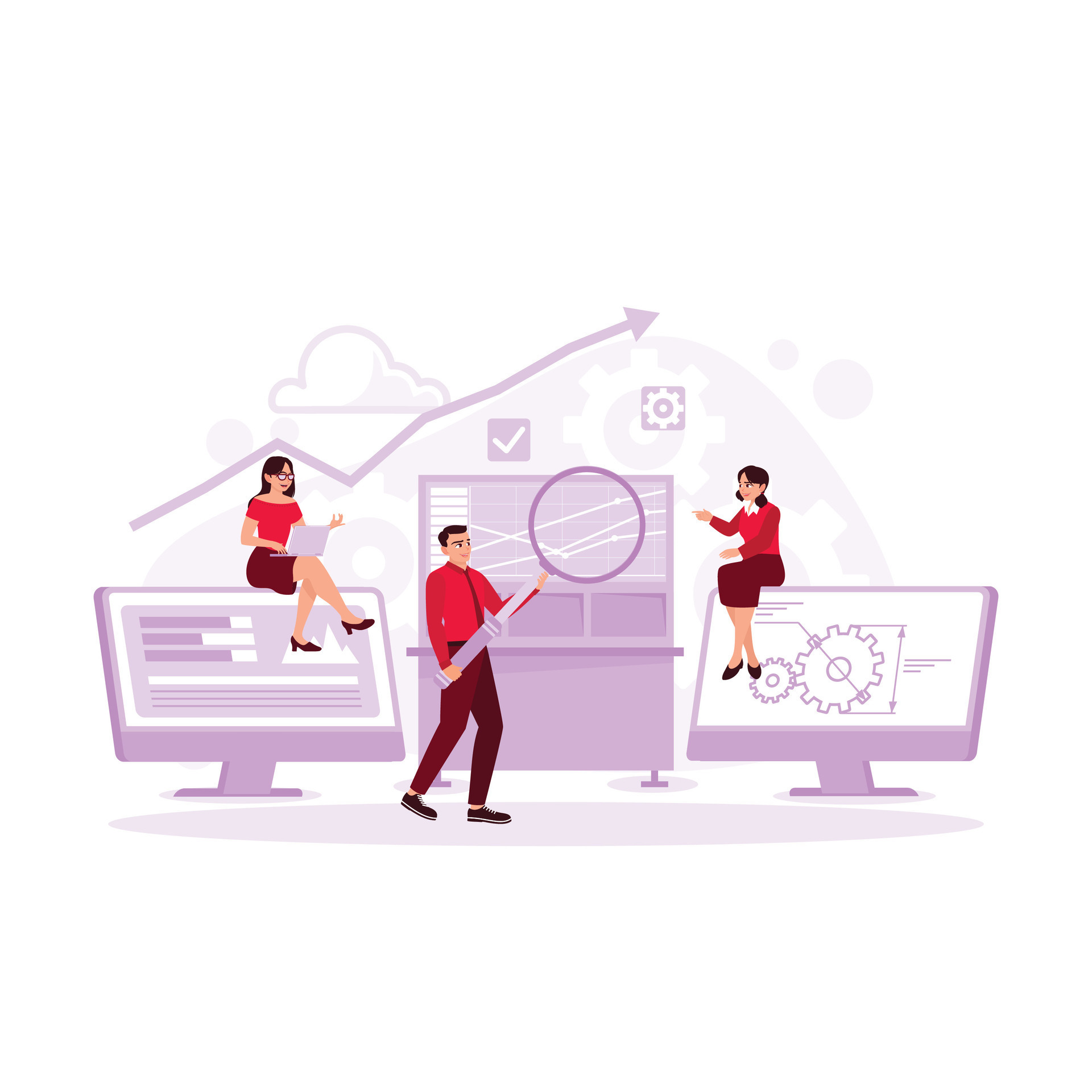 Professional IT experts and software programmers work in the server ...