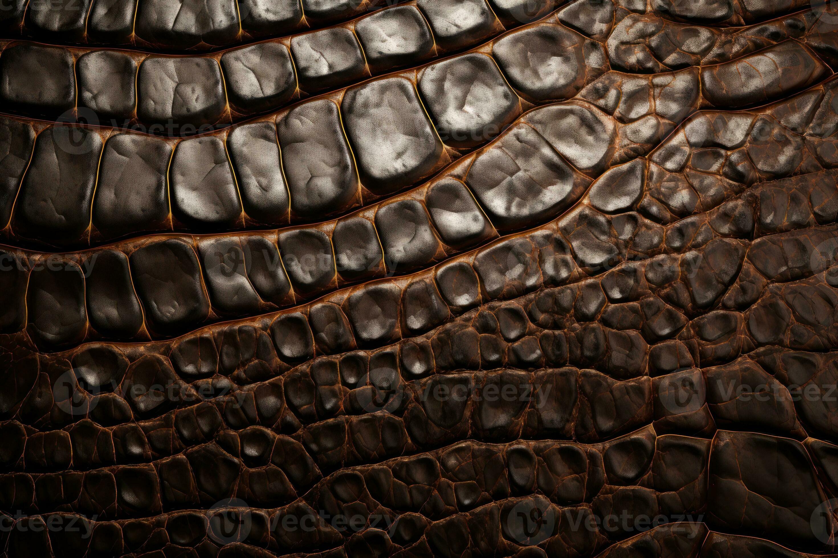 Detailed texture of crocodile or snake skin. Brown reptile scales ...