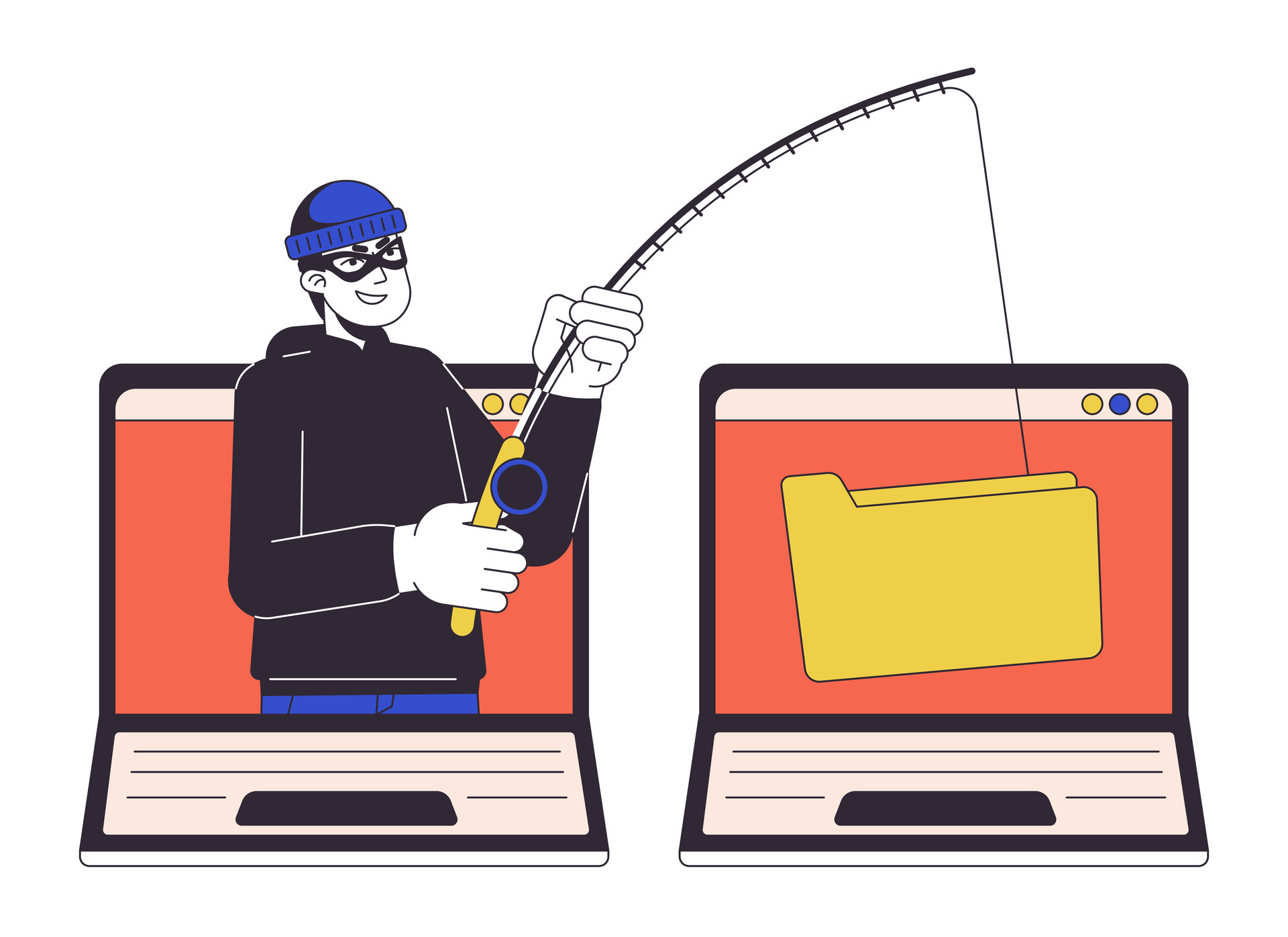 Phishing confidential information flat line concept vector spot ... Phishing confidential information flat line concept vector spot ...