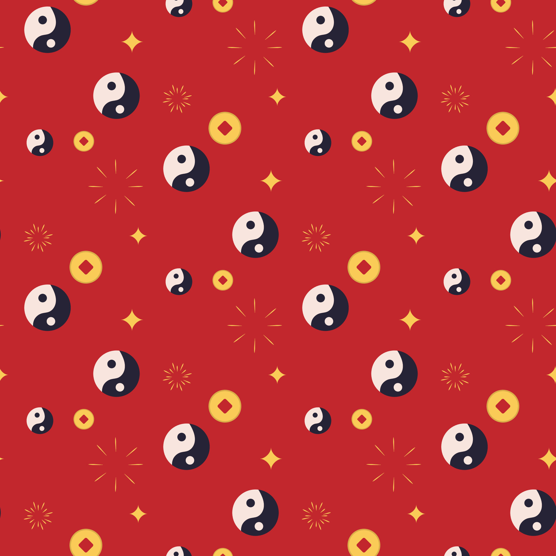 Seamless Yin Yang Pattern And Chinese Gold Coins 31702481 Vector Art At Vecteezy