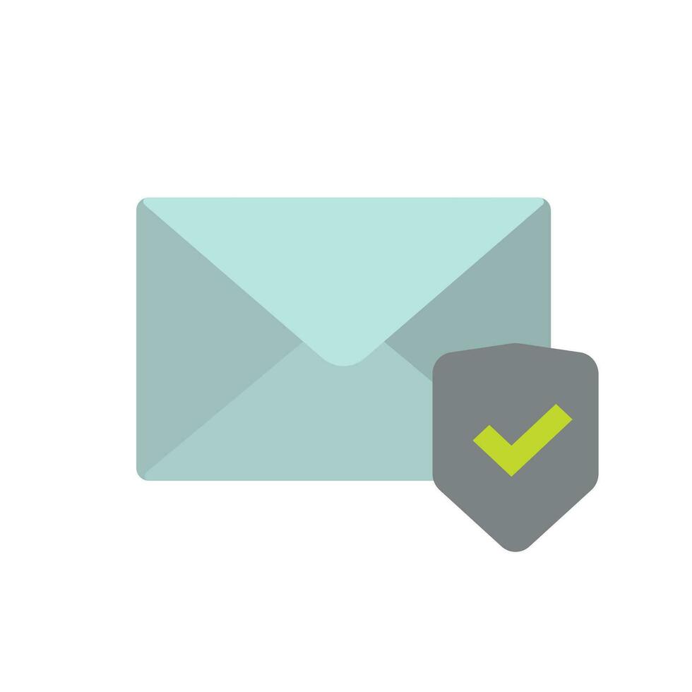 Secure Information technology symbol concept, email envelope protected shield and checkmark ...