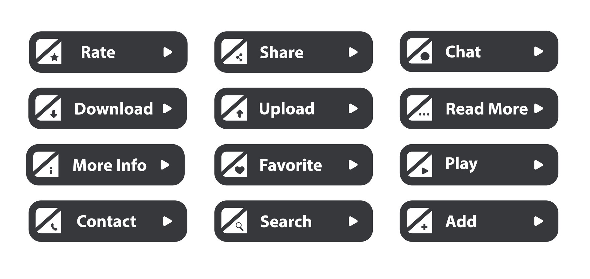 Web buttons flat design template with color gradient. Colorful gradients buttons. Vivid web ...