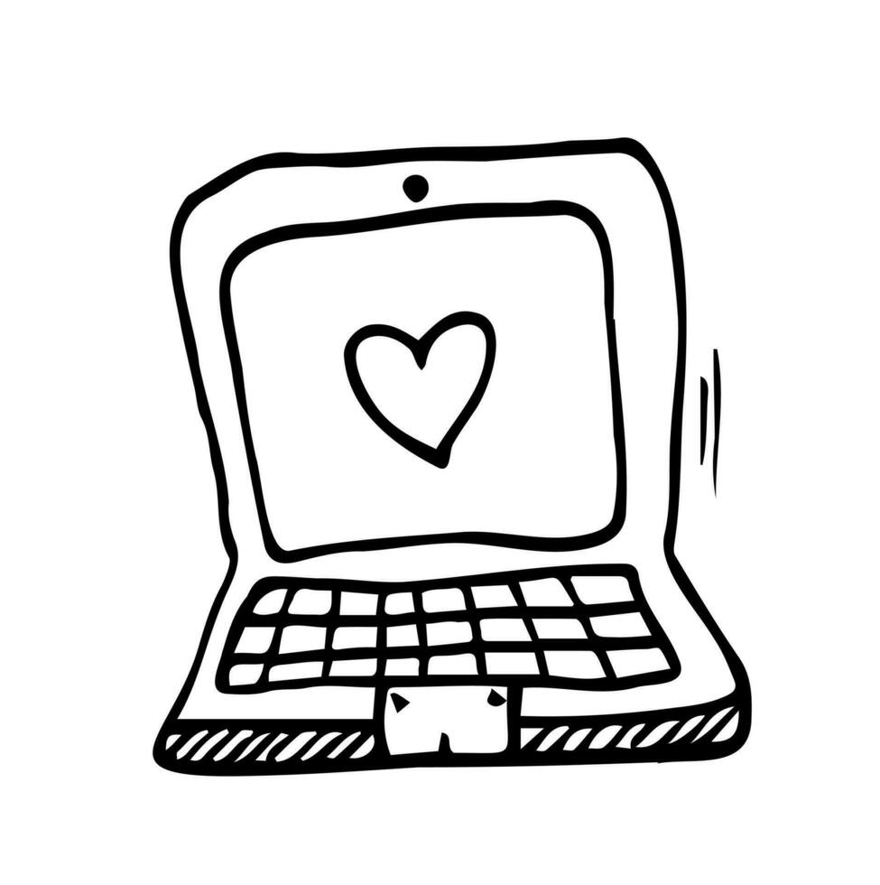 Doodle laptop icon in vector. Hand drawn laptop icon. Doodle computer ... Doodle laptop icon in vector. Hand drawn laptop icon. Doodle computer ...