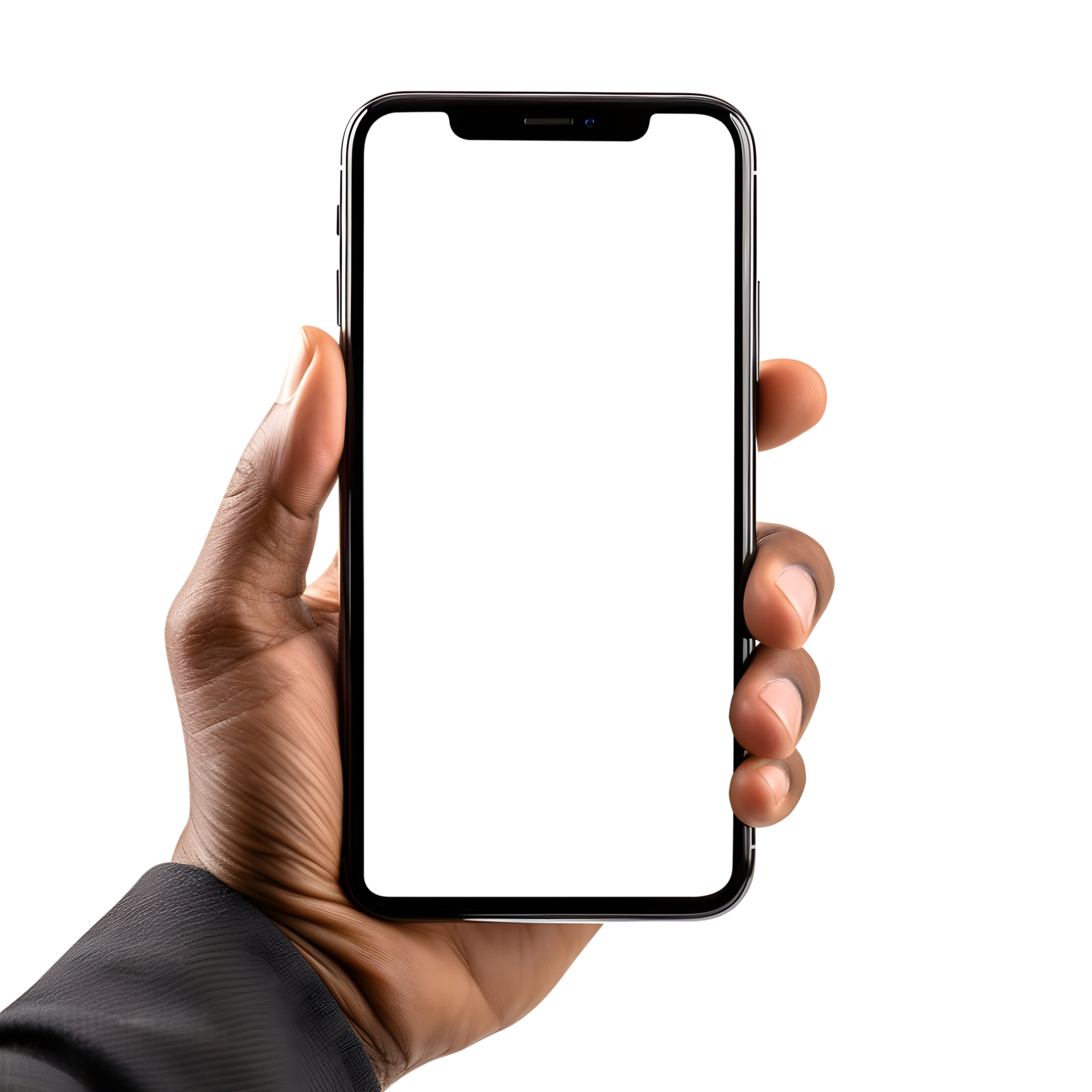 Man Hand Holding The Smartphone With Blank Screen Mockup Cutout Ai