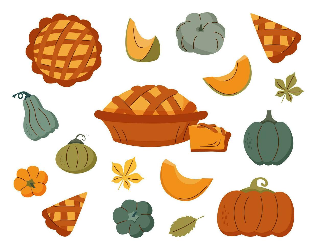 Pumpkin pie and pumpkins 31714859 Vector Art at Vecteezy