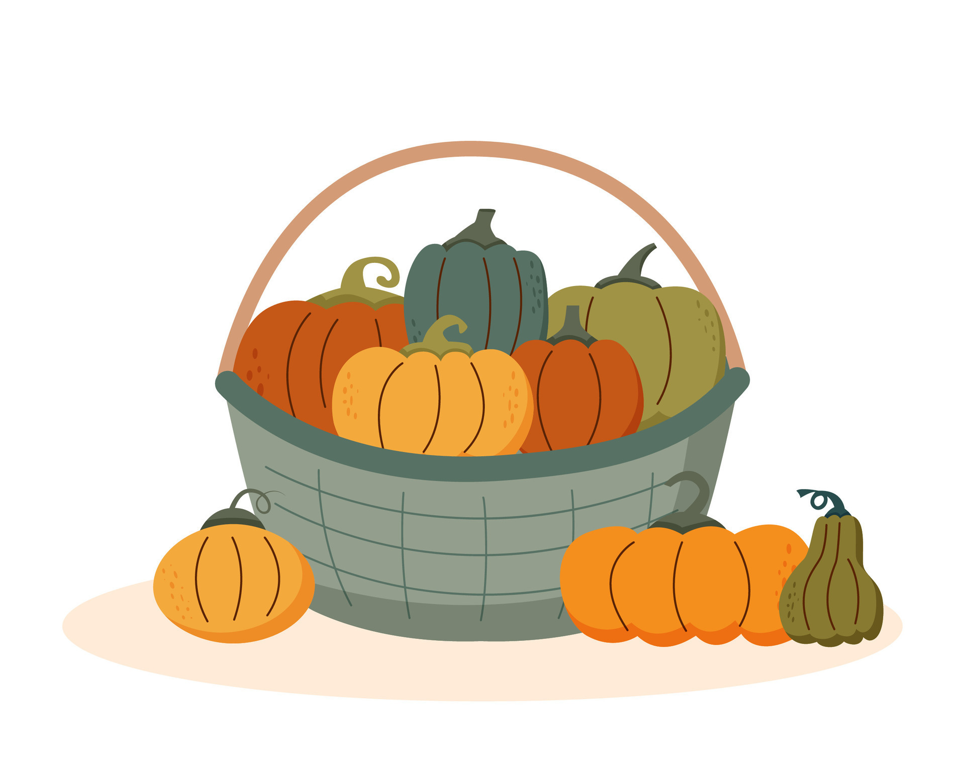 Basket with pumpkins 31714970 Vector Art at Vecteezy
