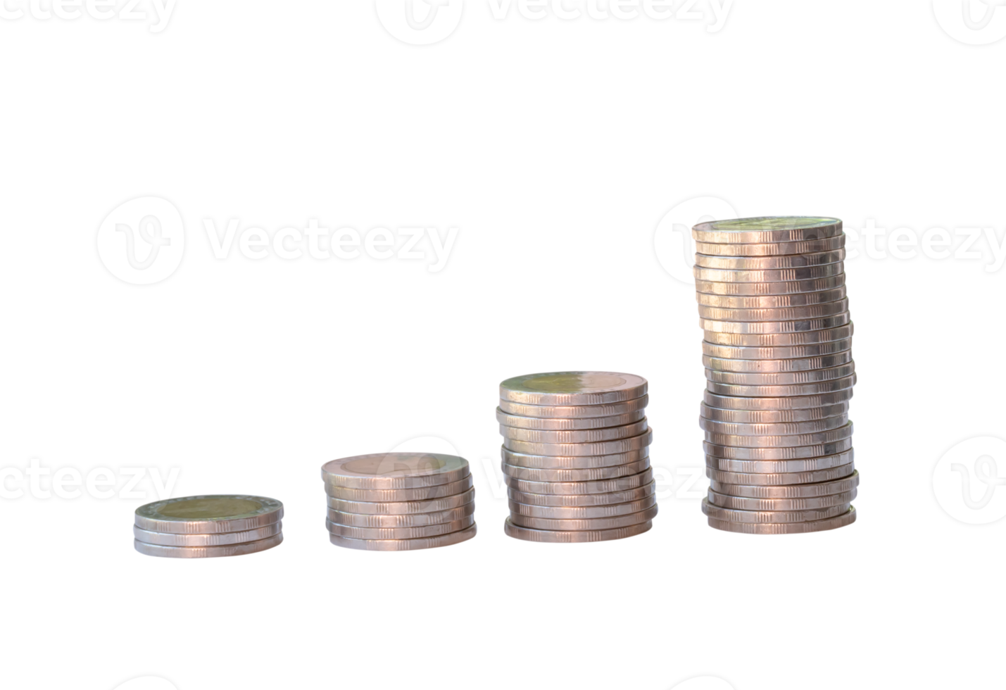 Silver Coins In Separated Stacks Isolated With Clipping Path In Png File Format Money Growth