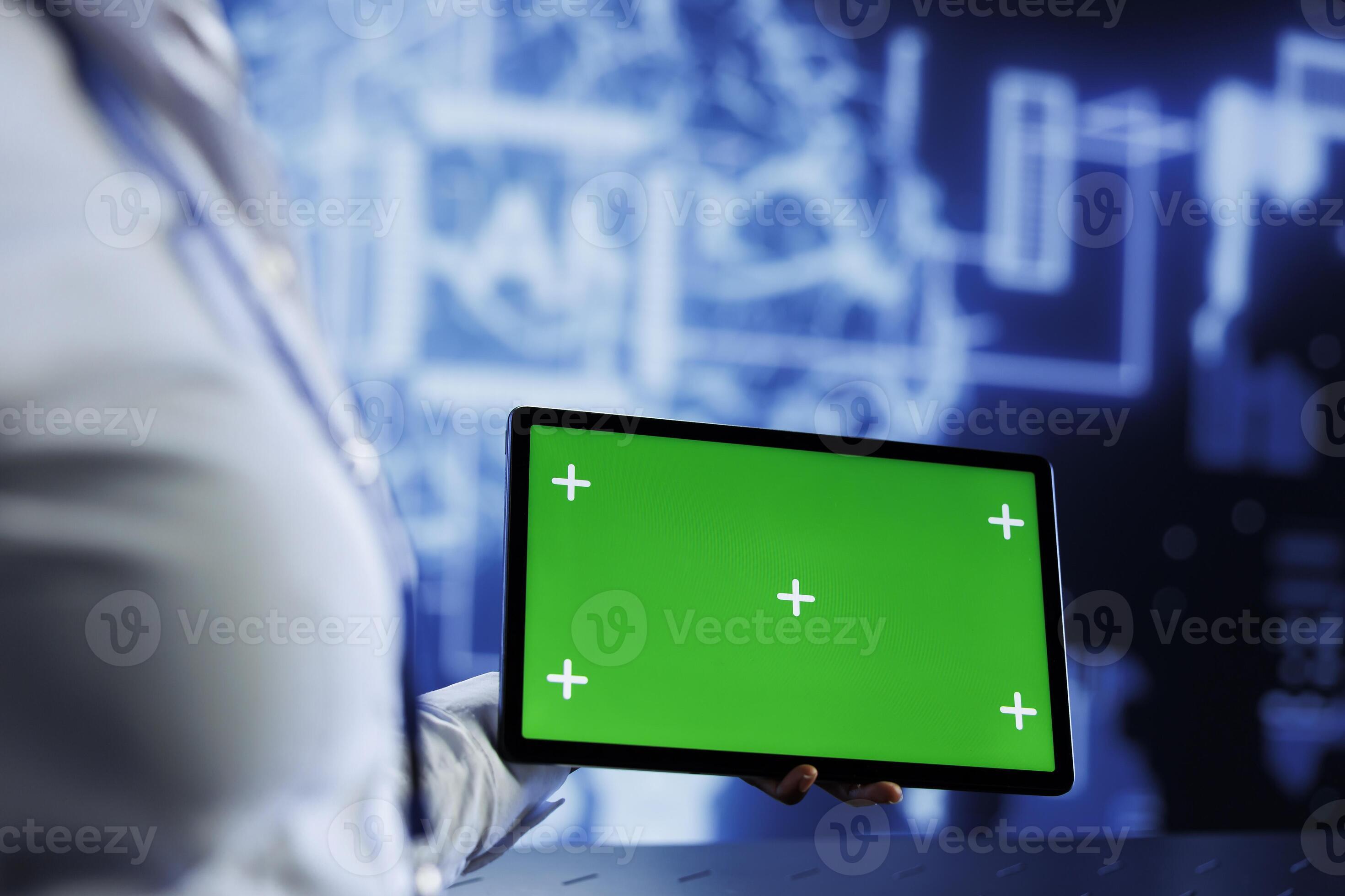 Admin uses mockup tablet to develop artificial intelligence neural ...