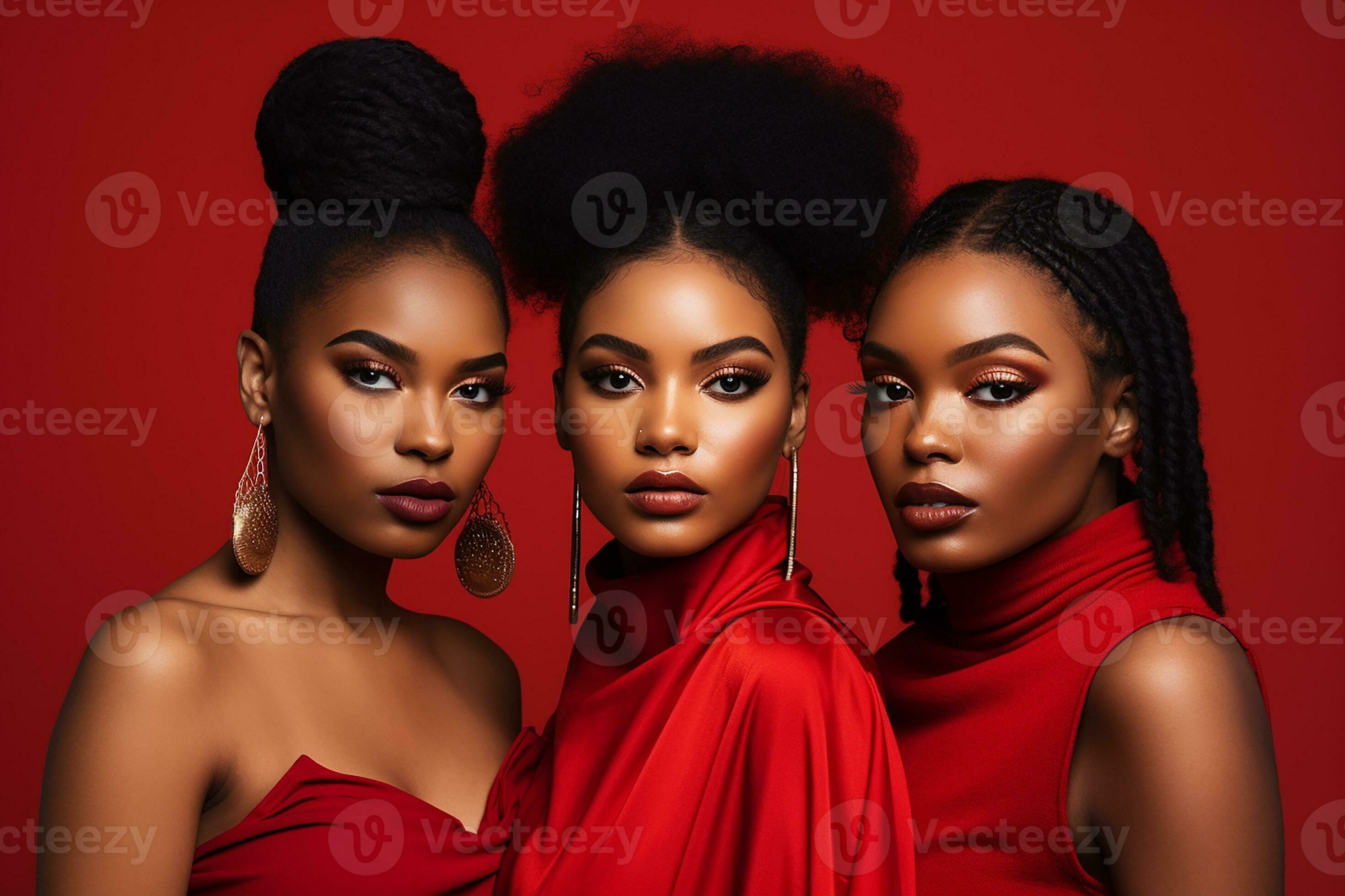 Ai generated Studio portrait of three few beautiful young woman ...