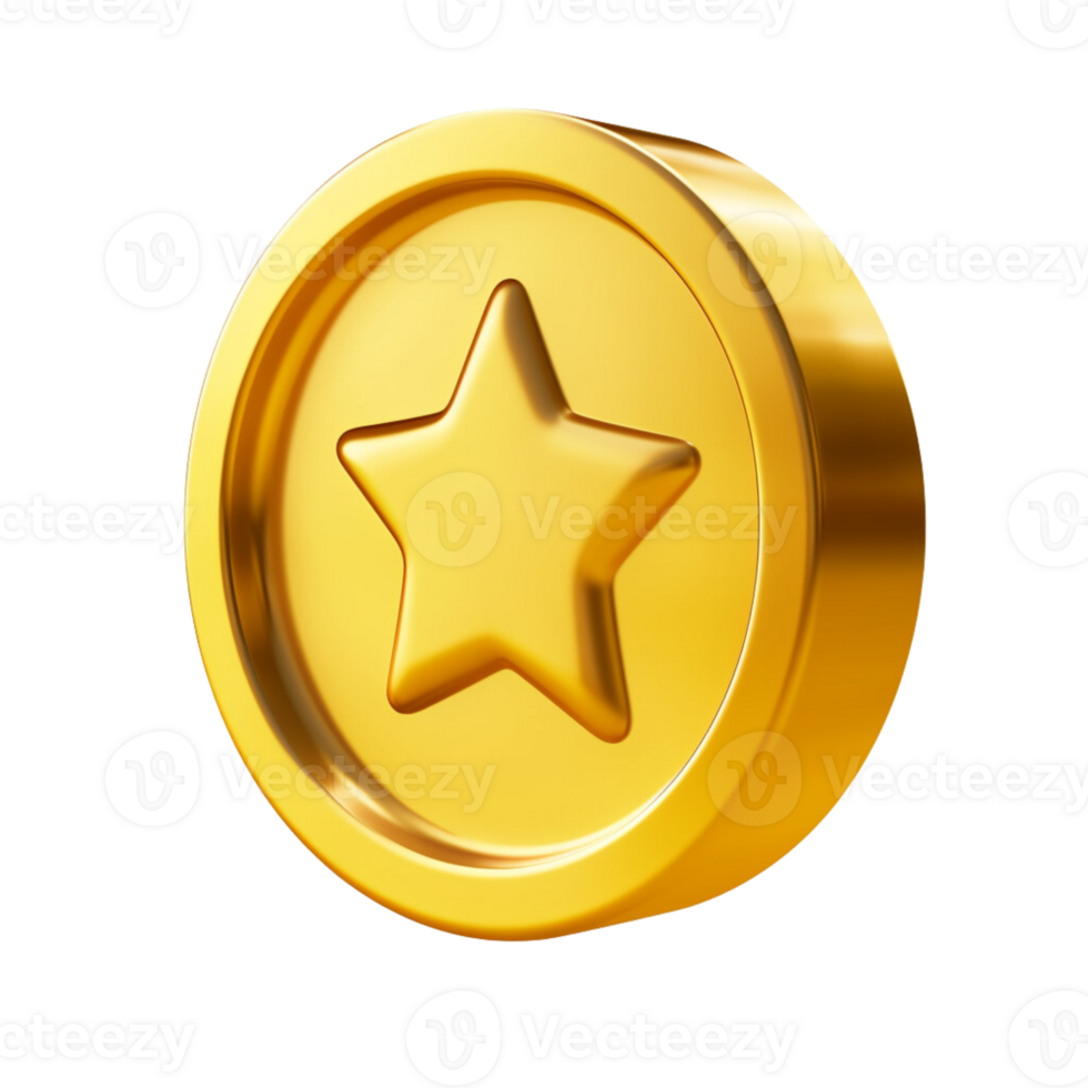 Gold star 3d no background 31738358 PNG