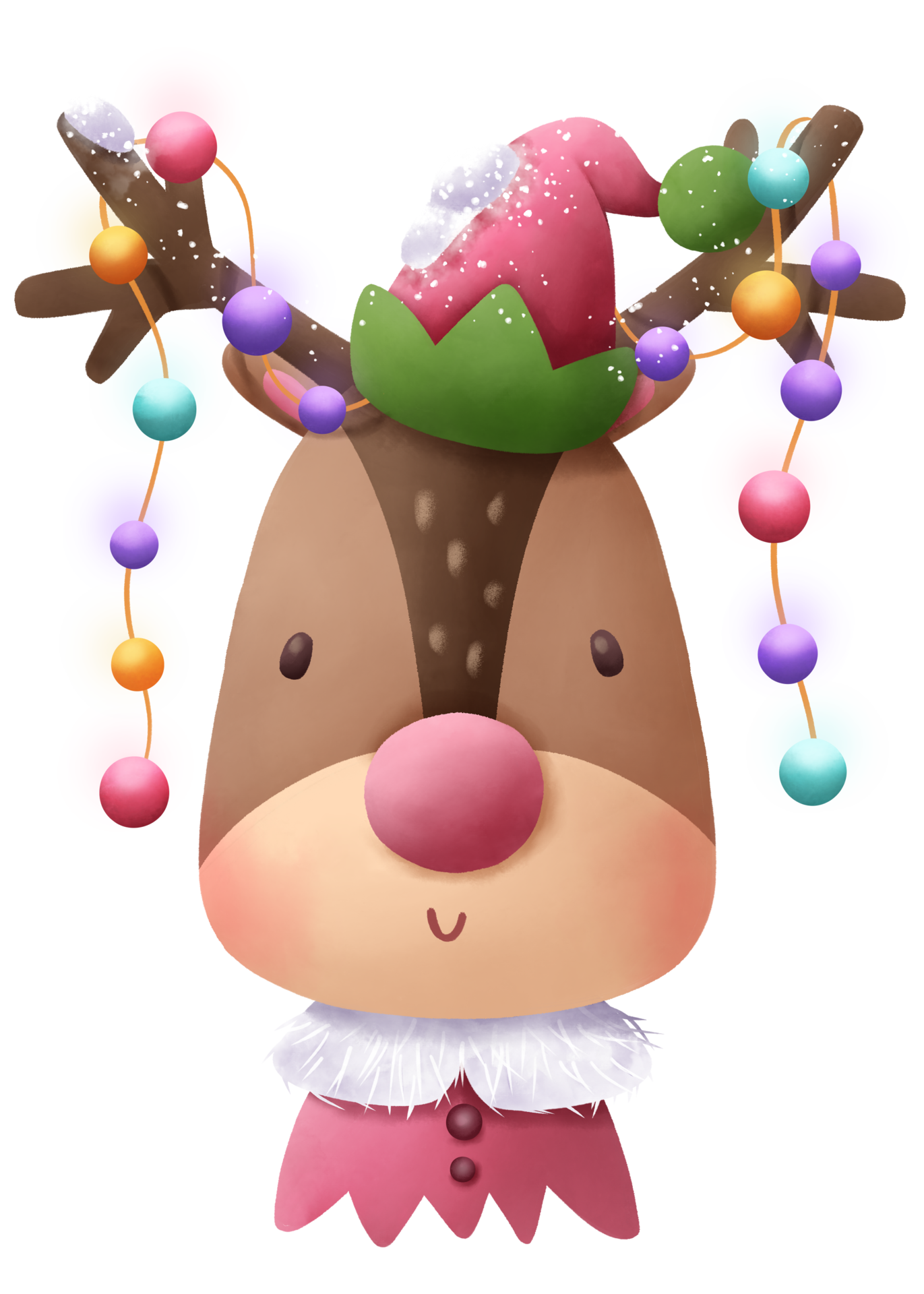 Cute Christmas Reindeer Face Illustration 31739095 PNG