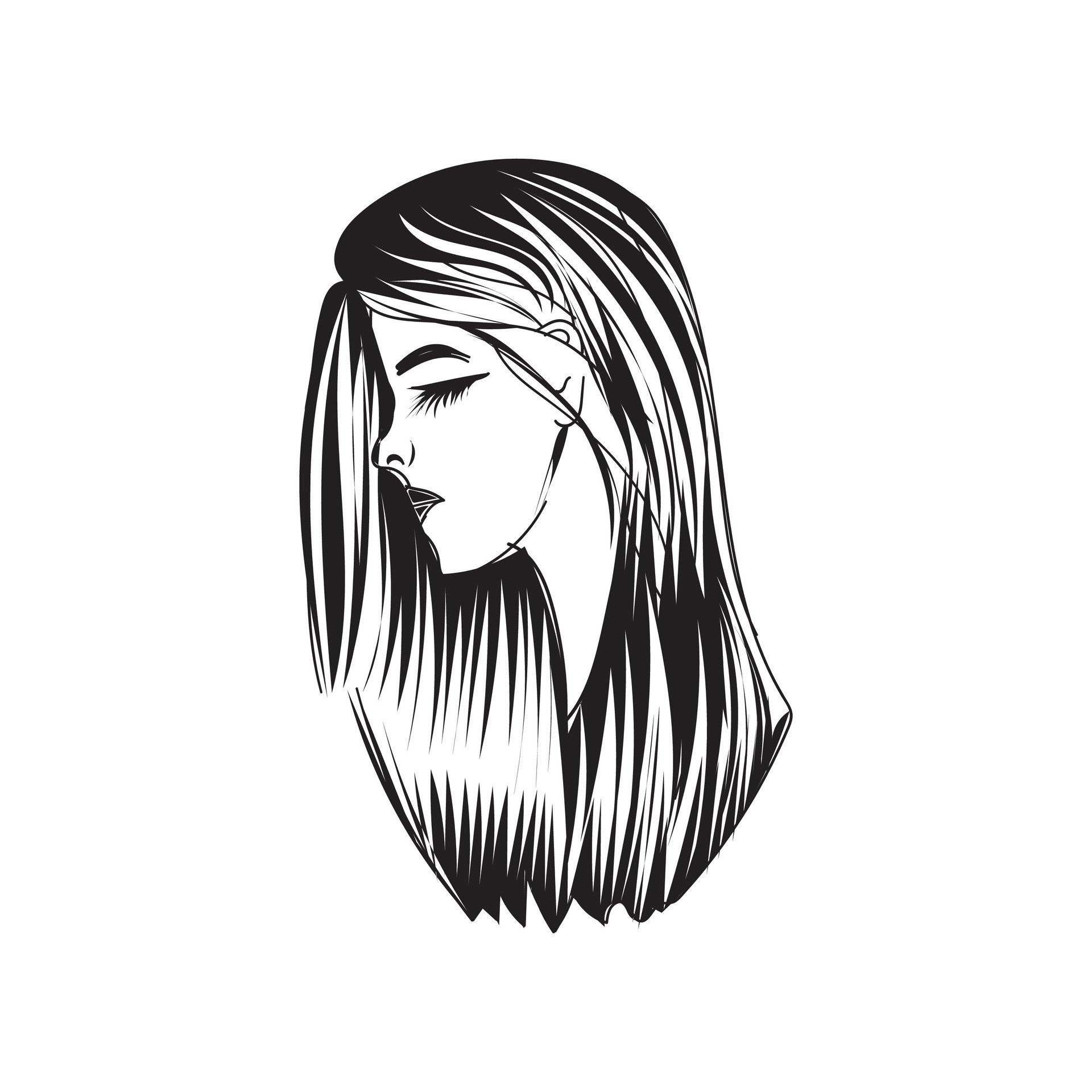 Young Girl Long Hair Vector Design 31739792 Vector Art At Vecteezy