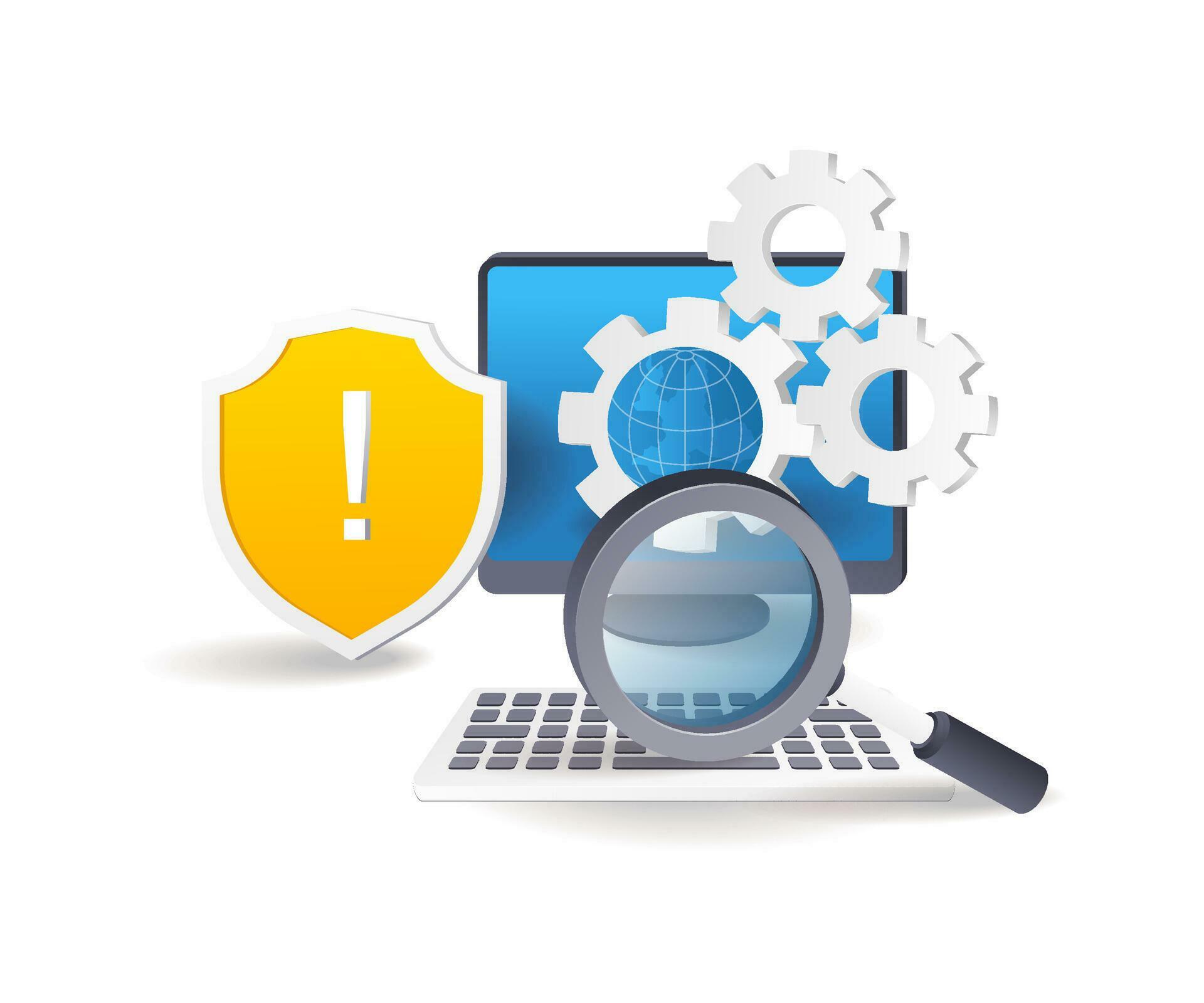 Look for computer security system problems 31740412 Vector Art at Vecteezy