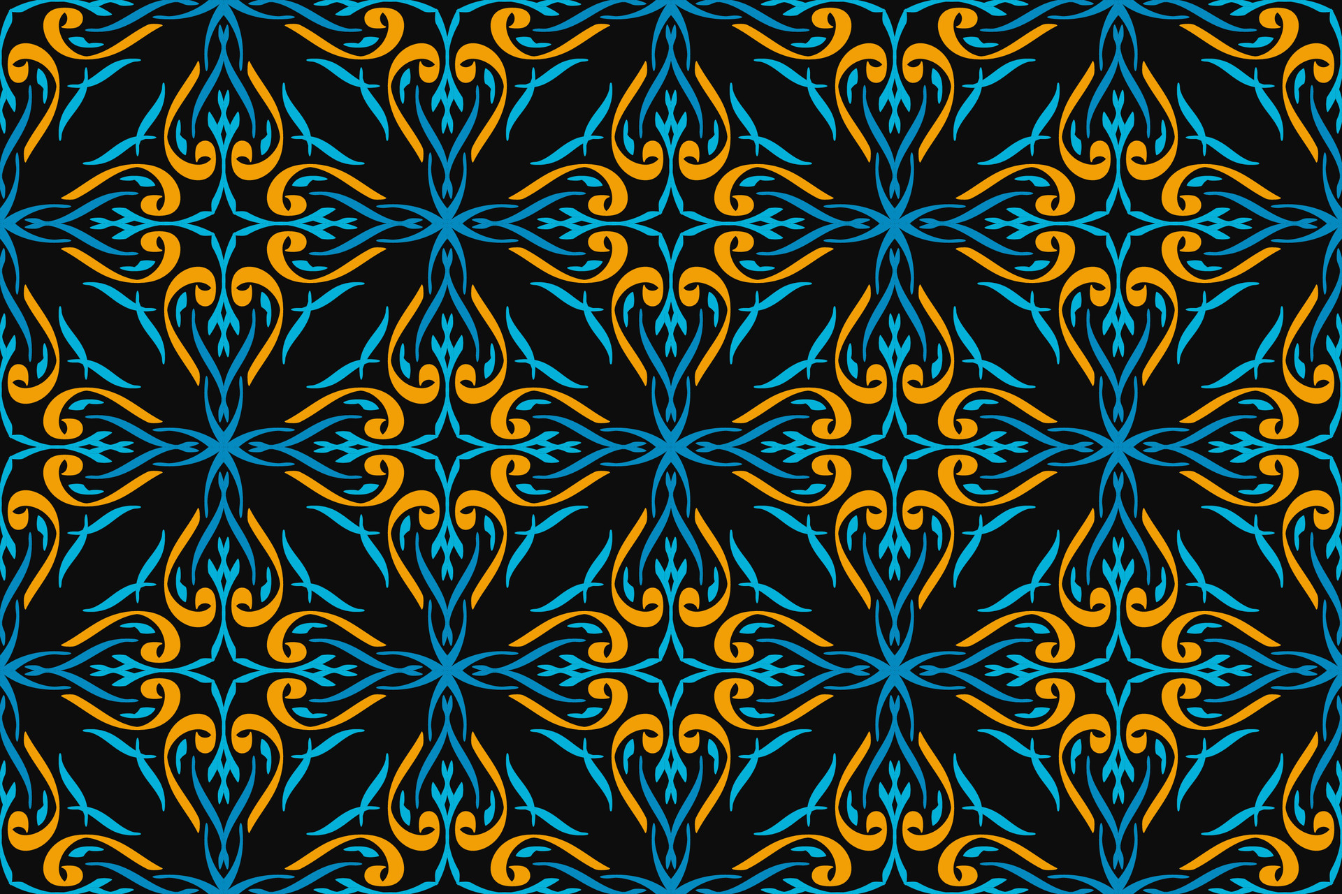 Pattern With Floral And Geometric Elements Intersecting Curved And