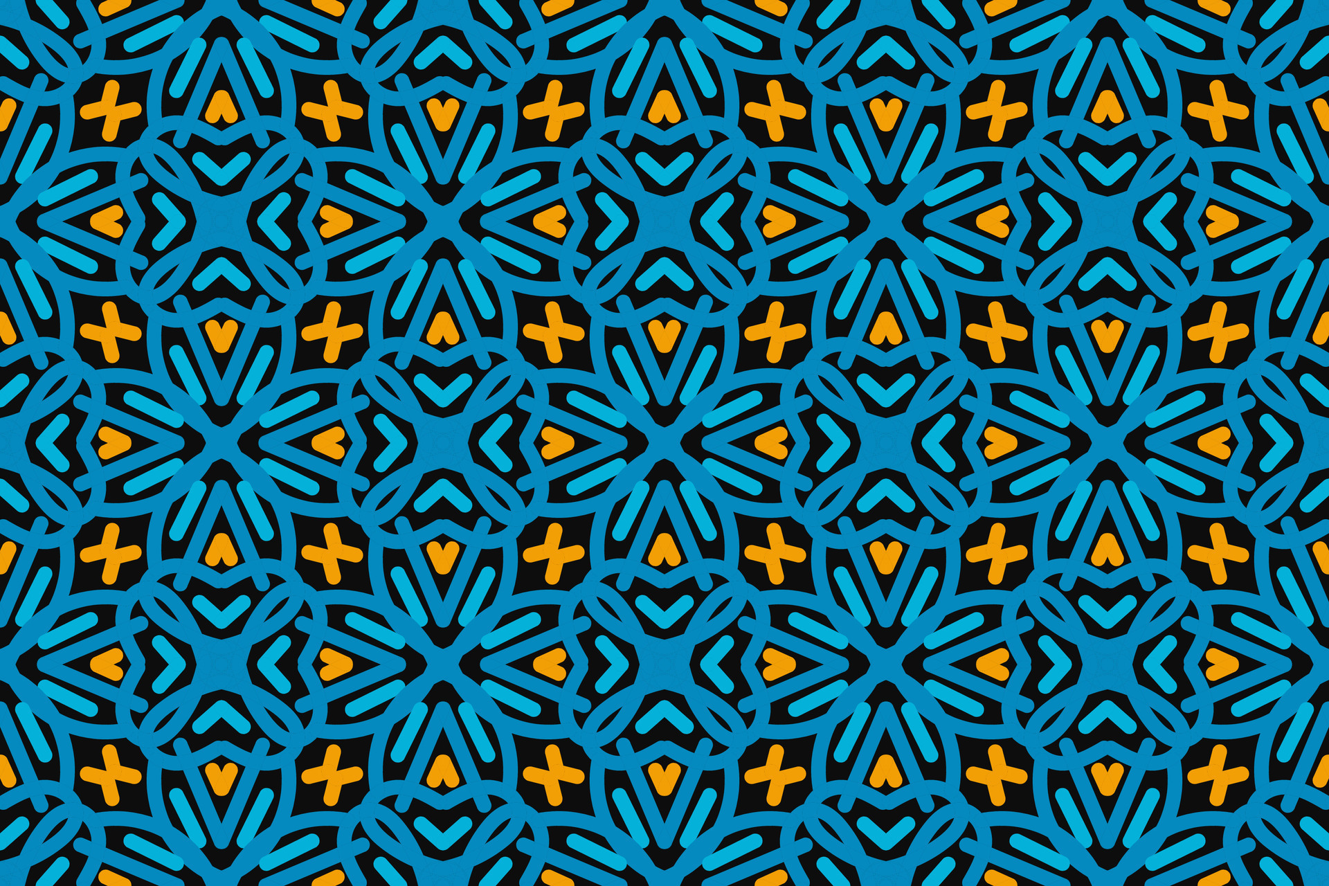 Pattern With Floral And Geometric Elements Intersecting Curved And