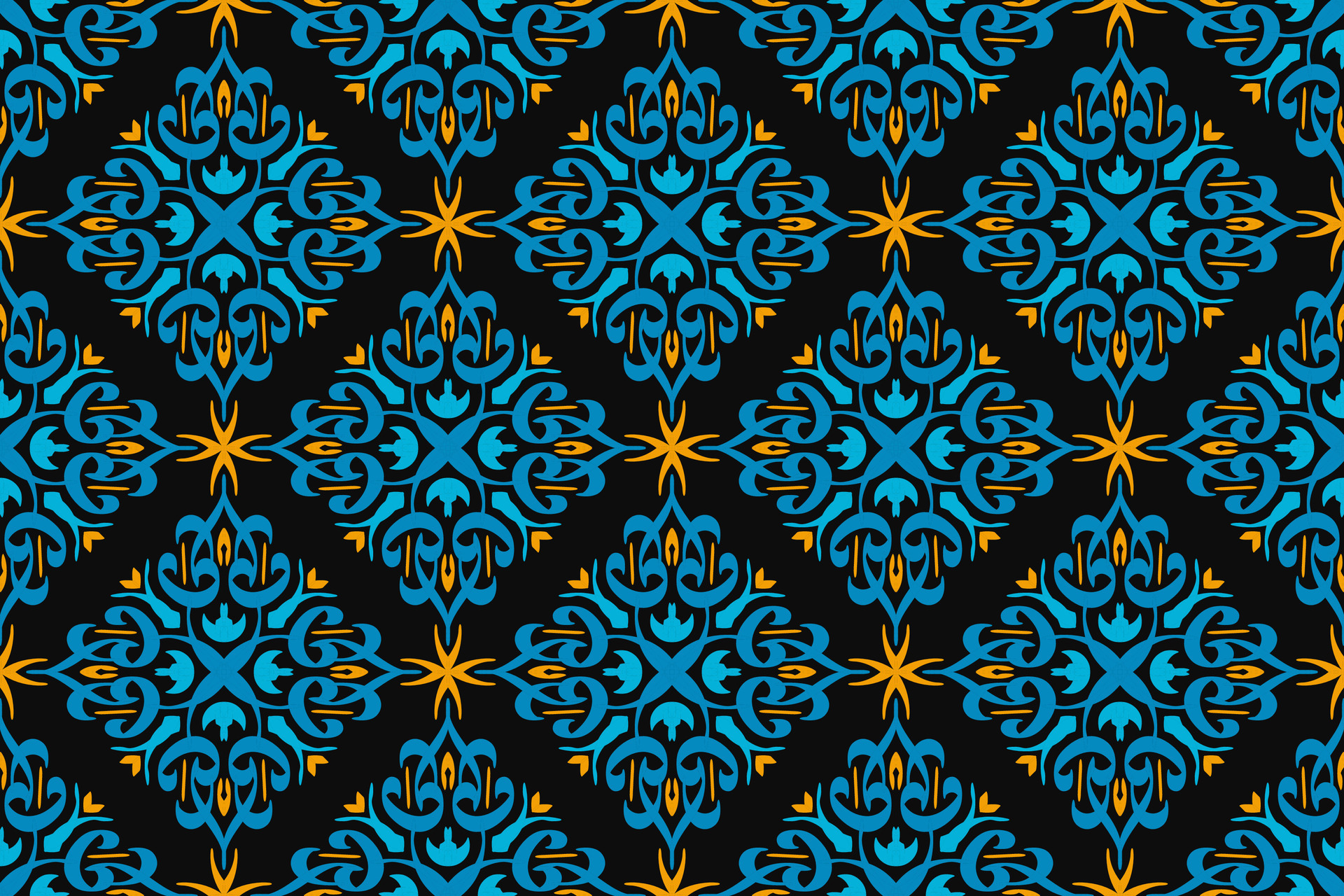 Pattern With Floral And Geometric Elements Intersecting Curved And