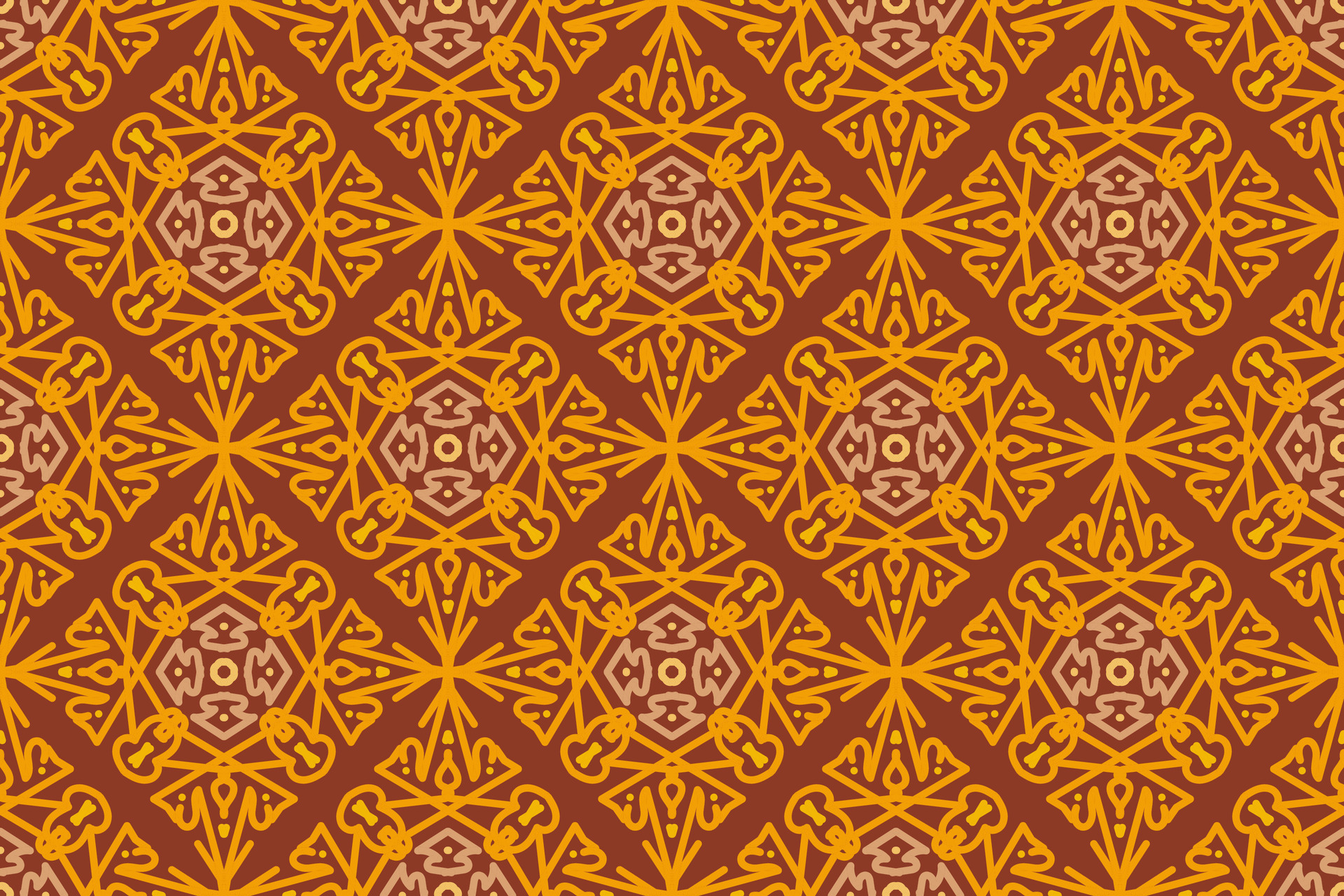 Pattern With Floral And Geometric Elements Intersecting Curved And