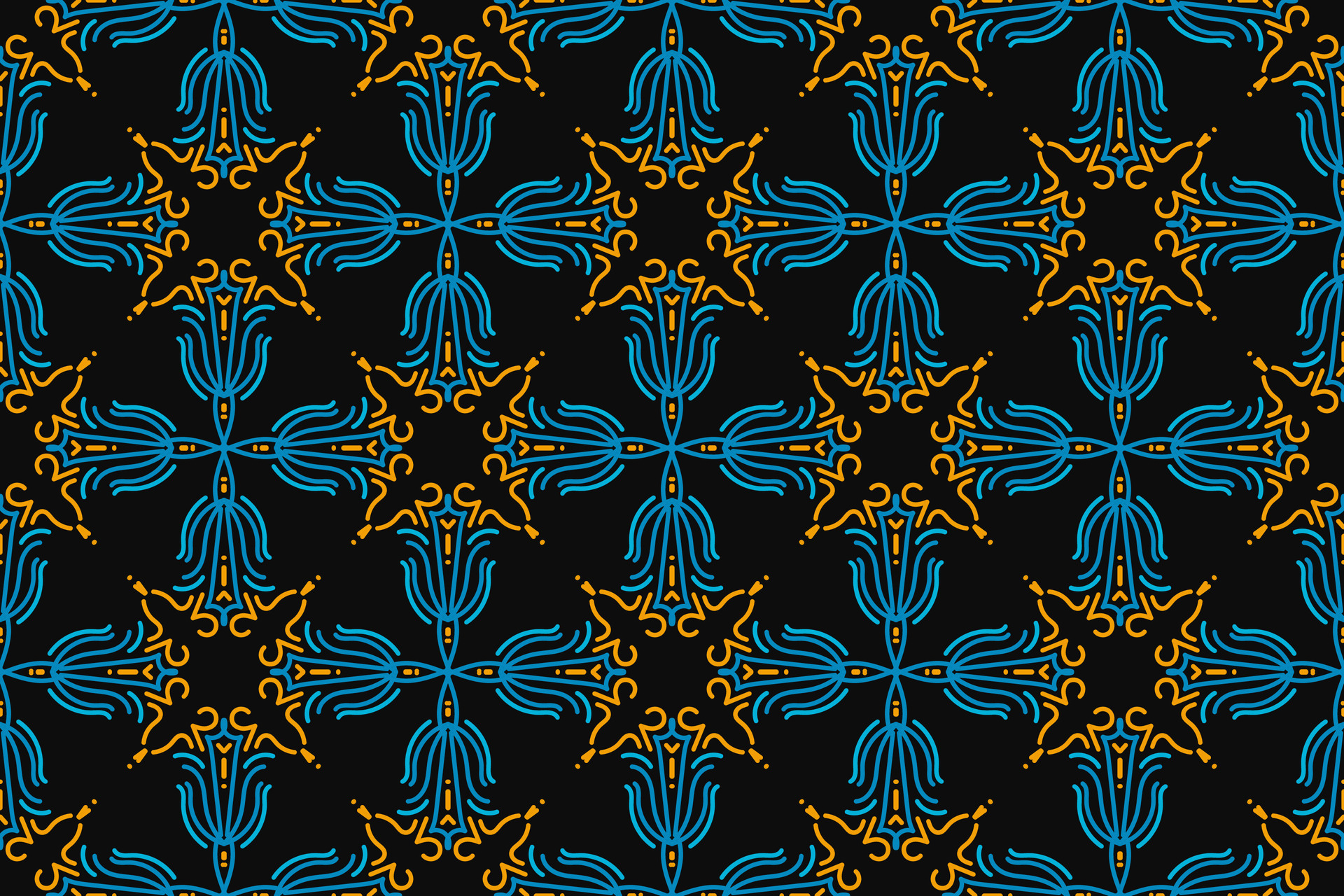 Pattern With Floral And Geometric Elements Intersecting Curved And
