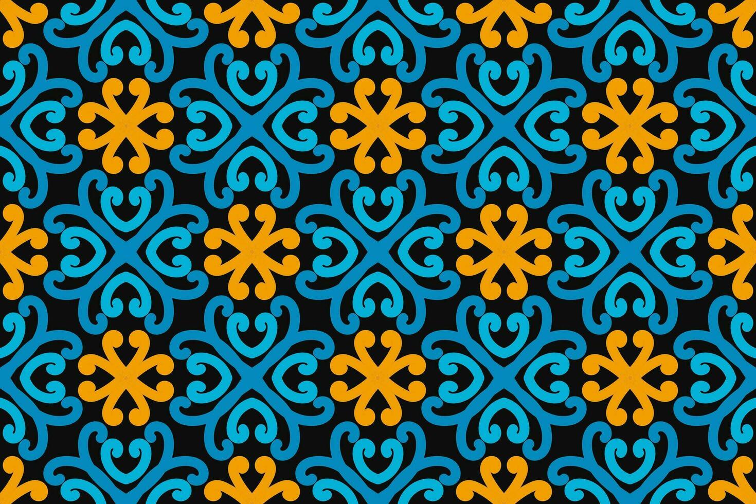 Pattern With Floral And Geometric Elements Intersecting Curved And