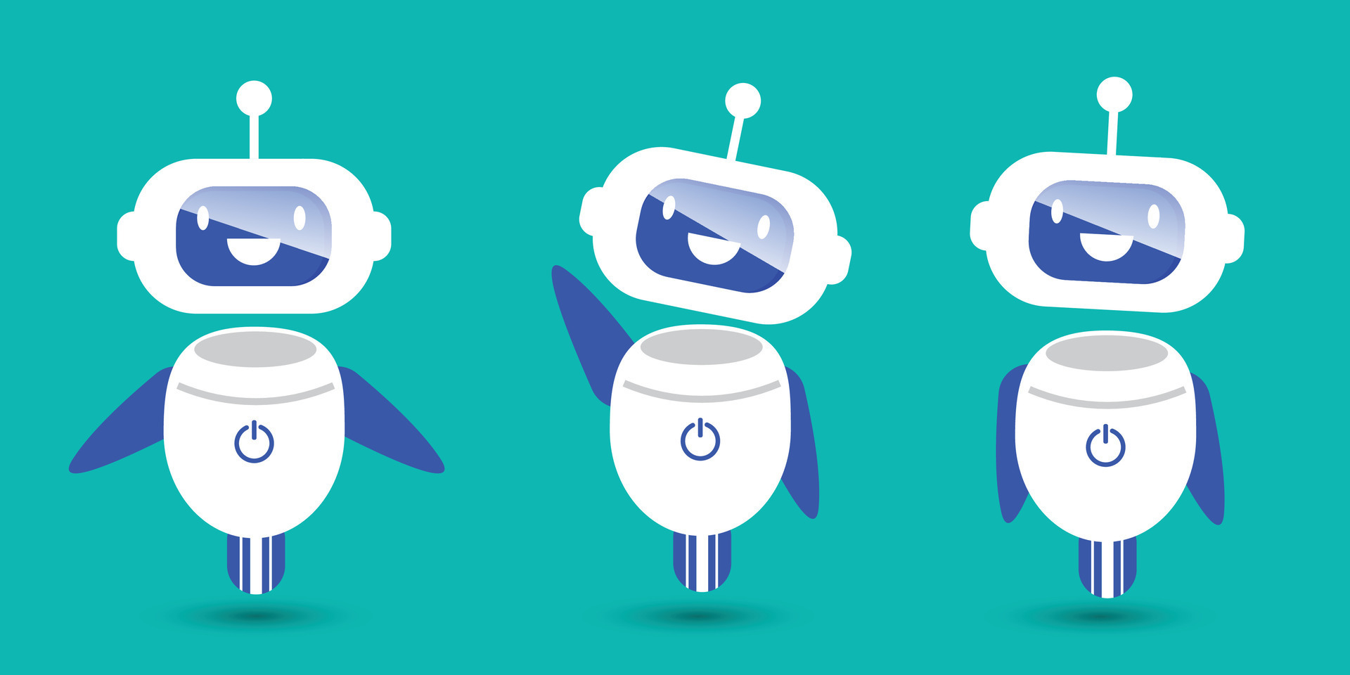 set of cute illustrations of artificial intelligence robot characters ...